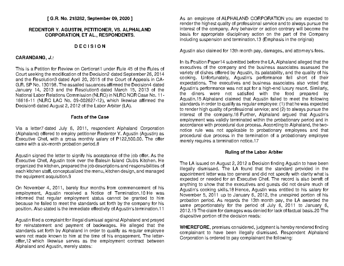 Redentor - Cases in CBL - [ G. No. 218282, September 09, 2020 ...