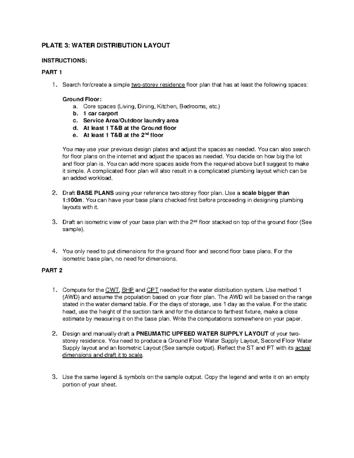 Plate 3 Water Supply Layout Instructions - PLATE 3: WATER DISTRIBUTION ...