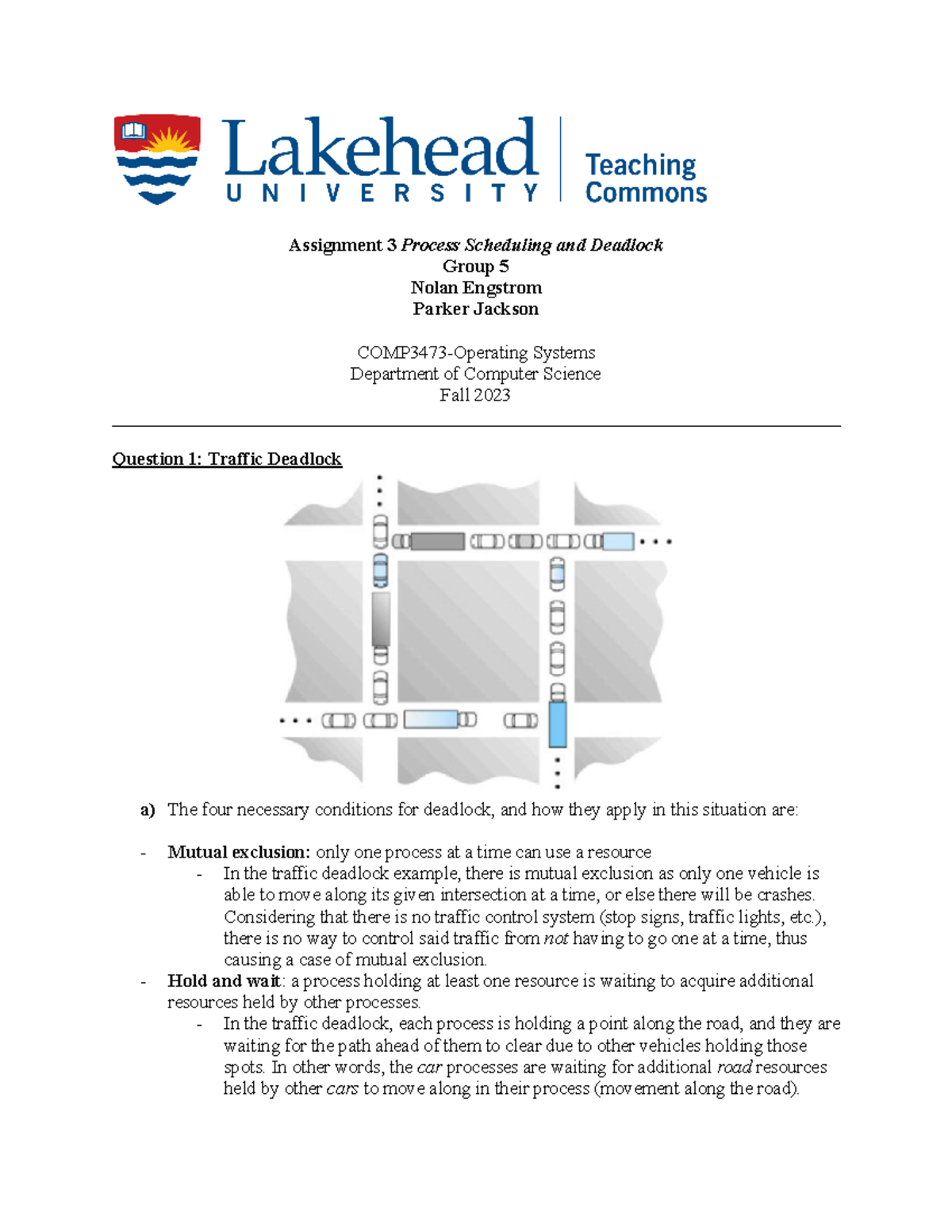 Operating Systems Assignment 3 Group 5 Assignment 3 Process Scheduling And Deadlock Group 5