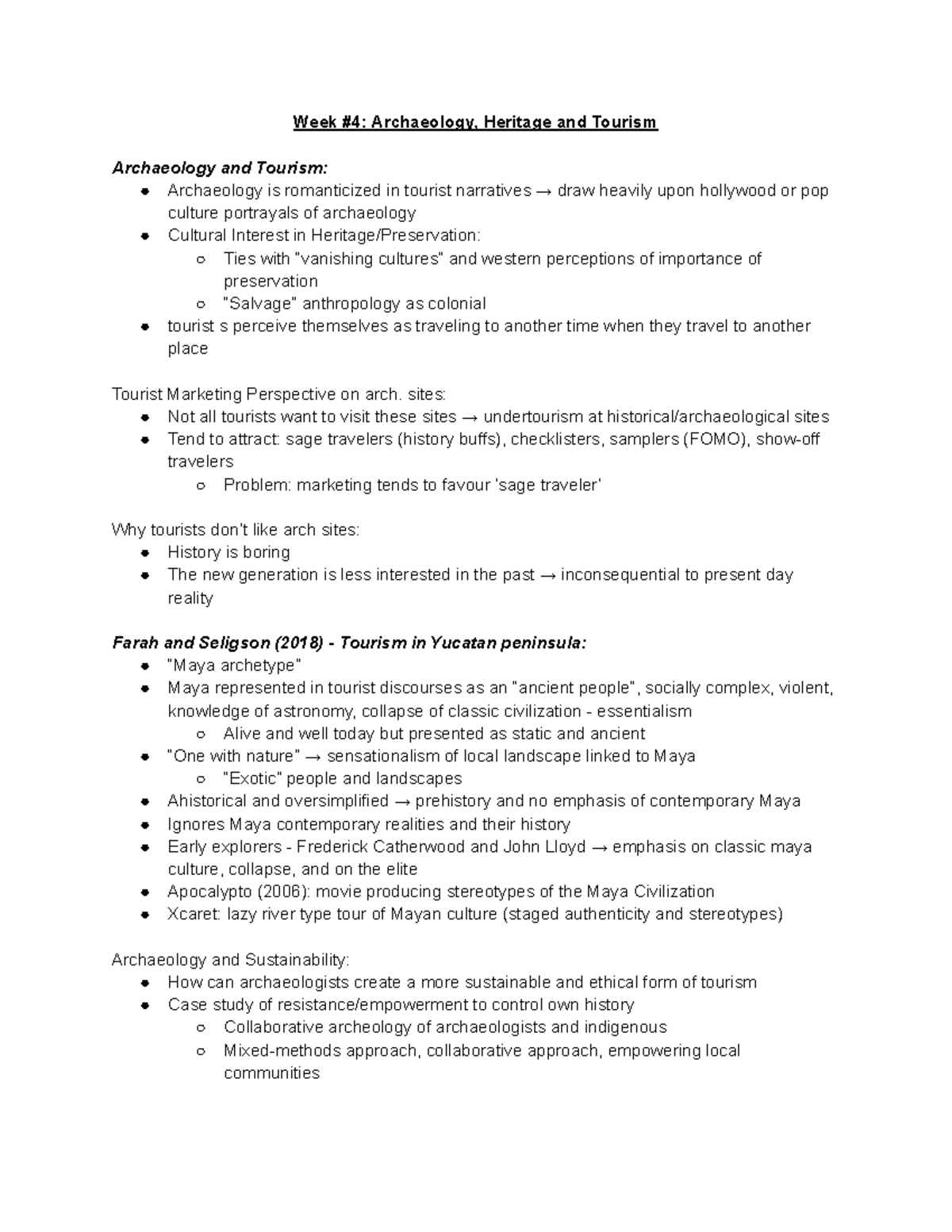 Week #4 Archaeology, Heritage and Tourism - Week #4: Archaeology ...