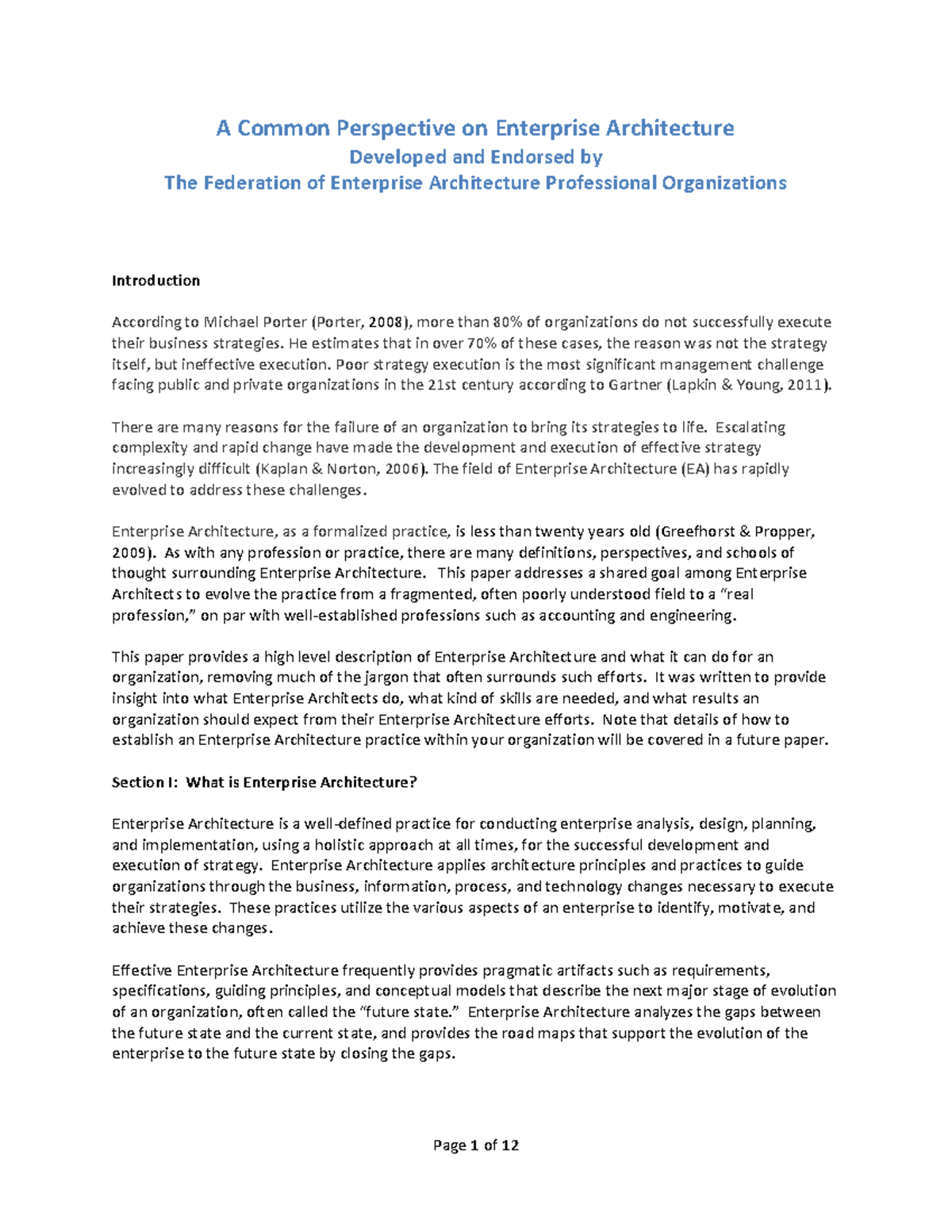 Common Perspectives on Enterprise Architecture Final 1 copy - A Common ...