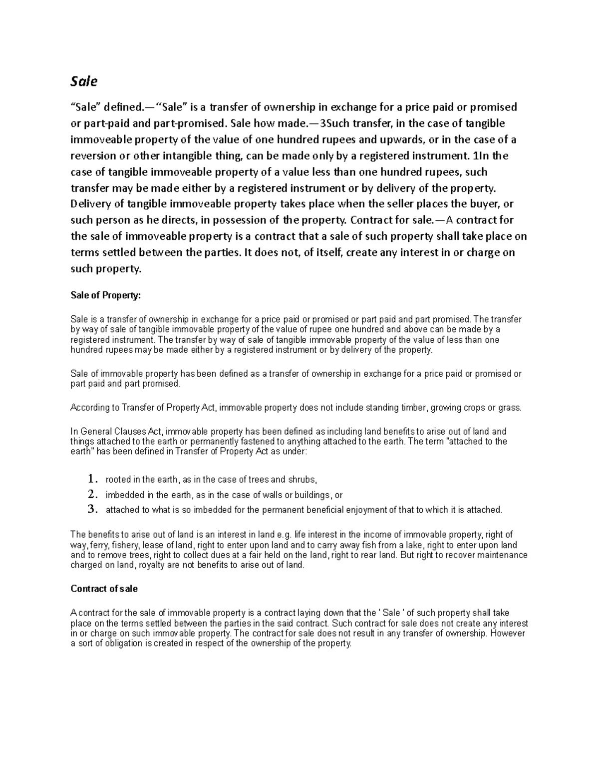 Sale - Notes - Sale “Sale” defined.—‘‘Sale” is a transfer of ownership ...