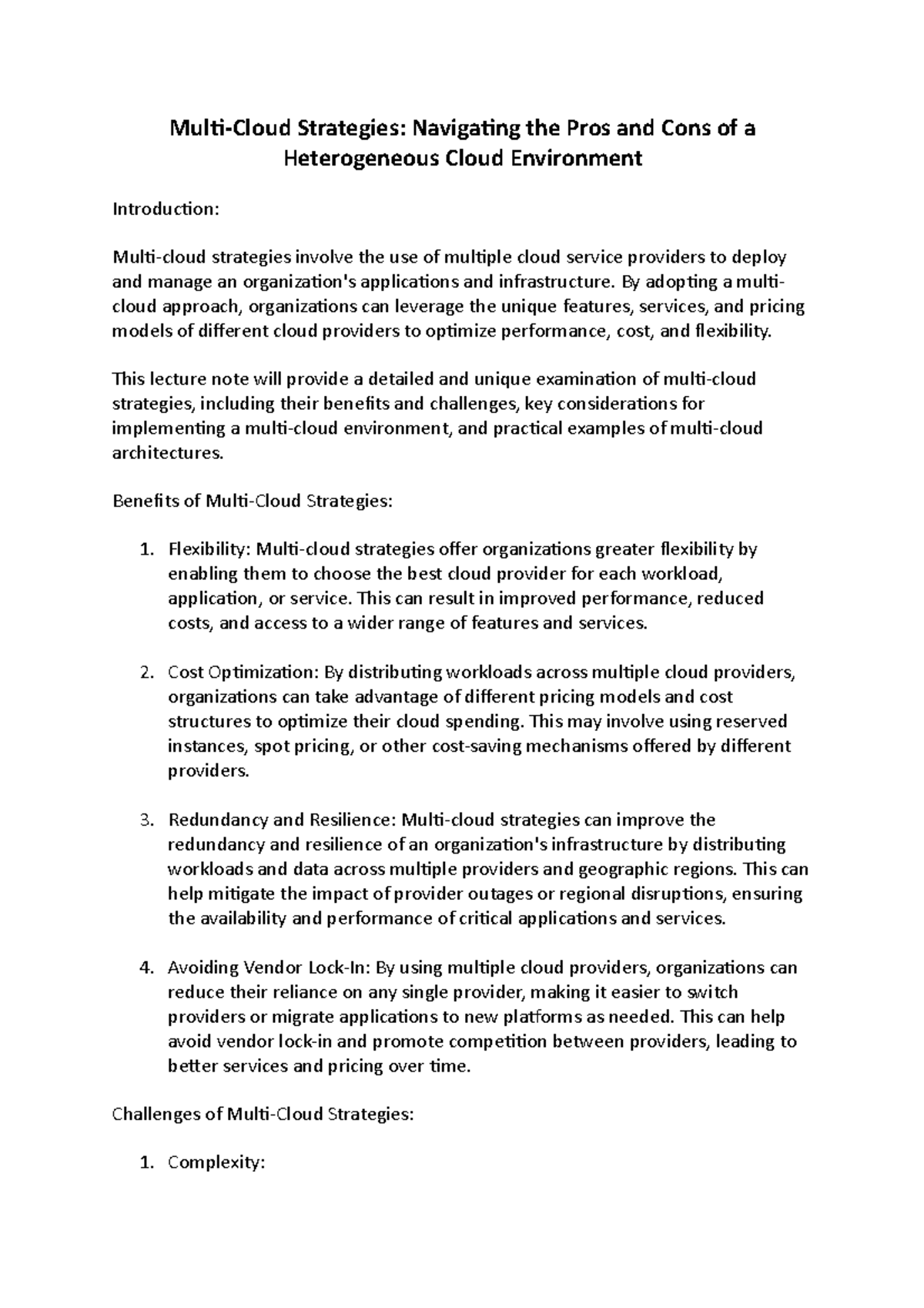 Multi-Cloud Strategies- Navigating the Pros and Cons of a Heterogeneous Cloud Environment ...