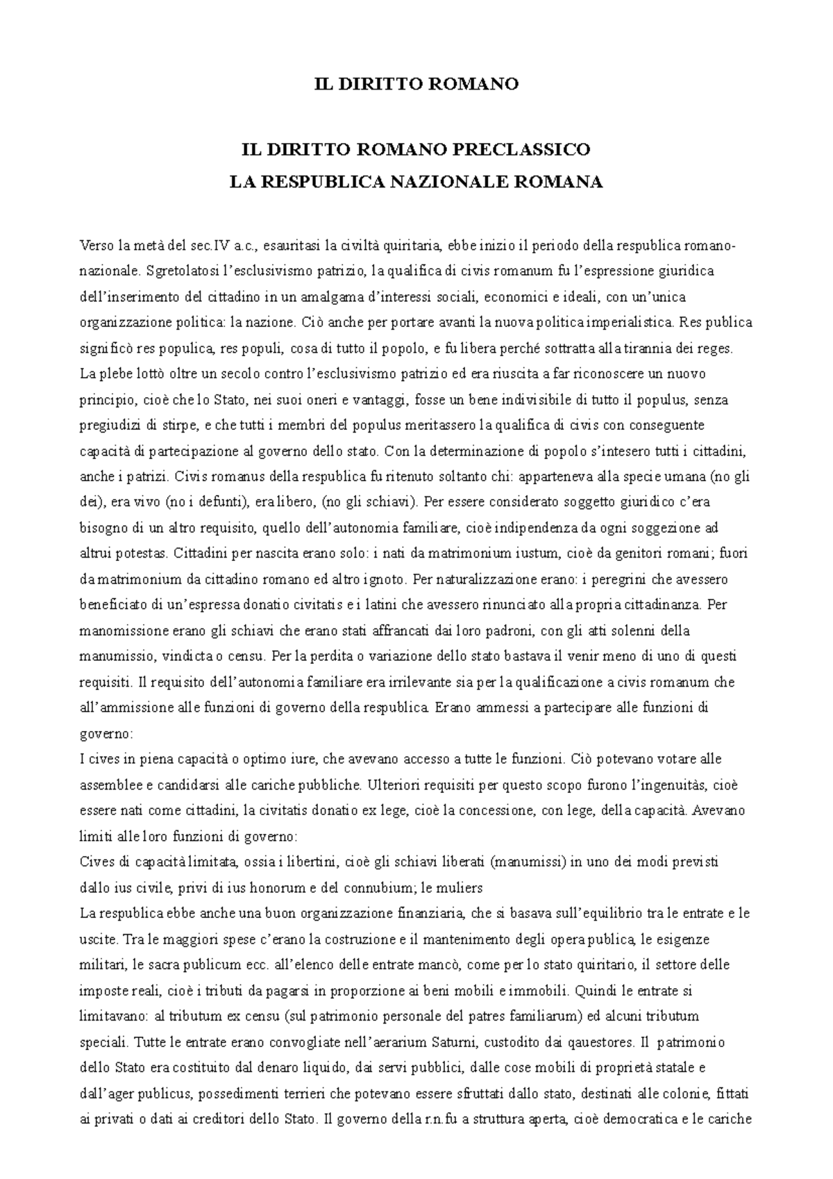 Riassunto storia del diritto romano guarino - IL DIRITTO ROMANO IL ...
