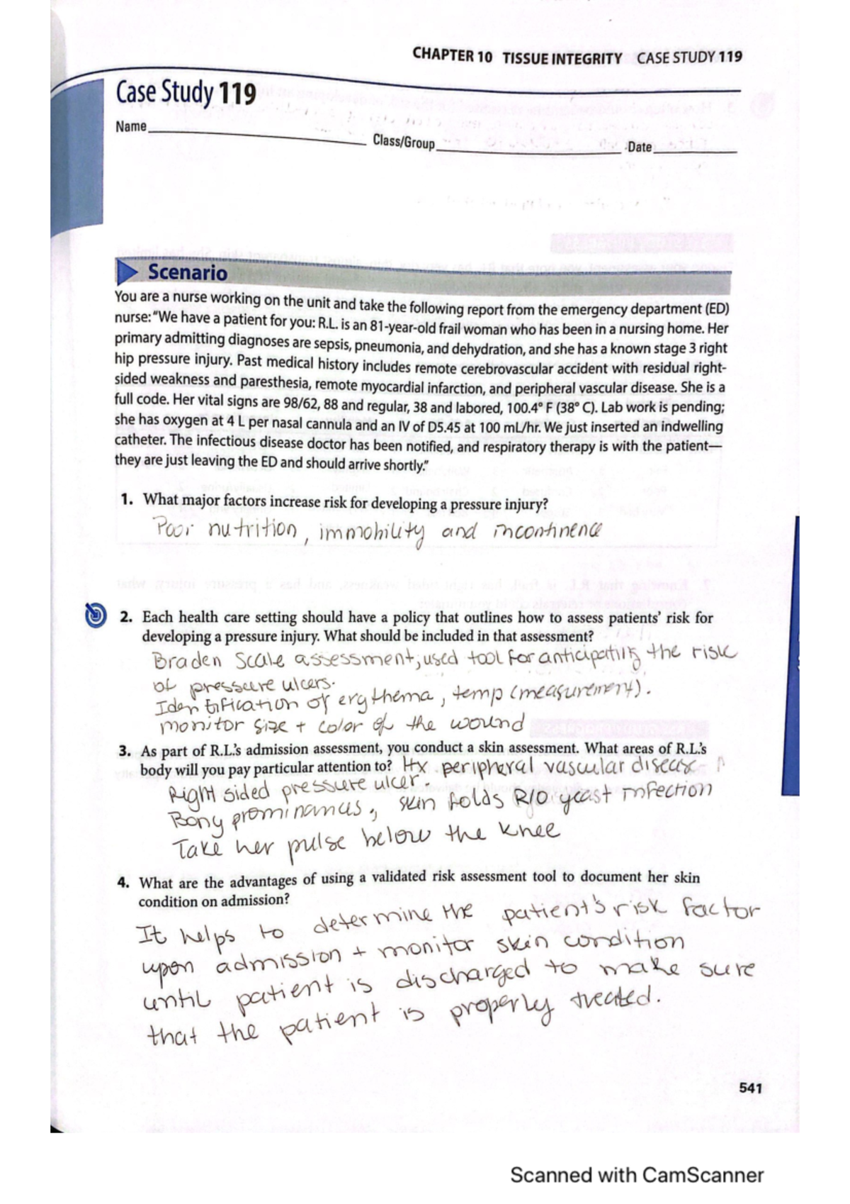 Case Study 119:Pressure Injury - BSC 2010C - Studocu