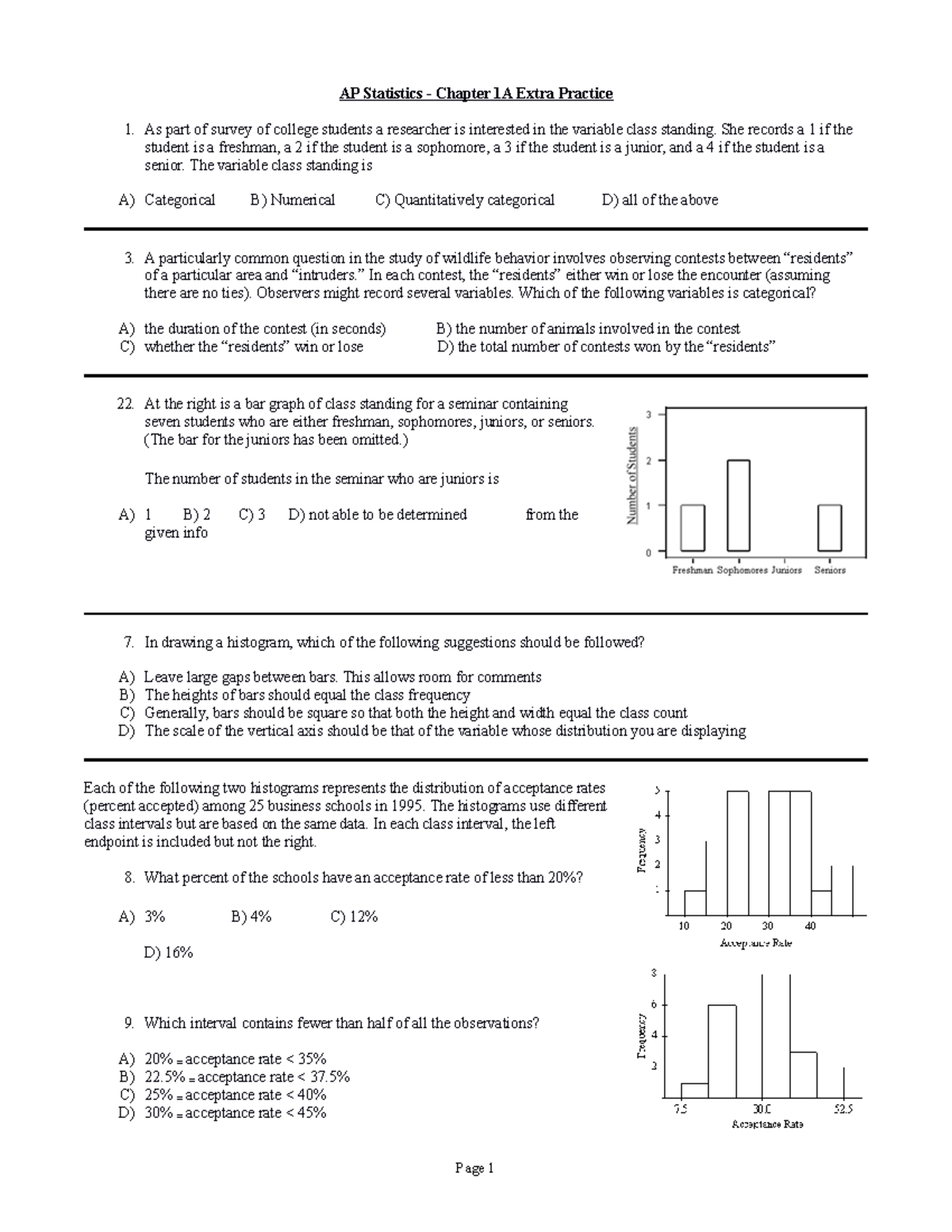 Unit1 - extra prac A - AP Statistics - Chapter 1A Extra Practice As ...