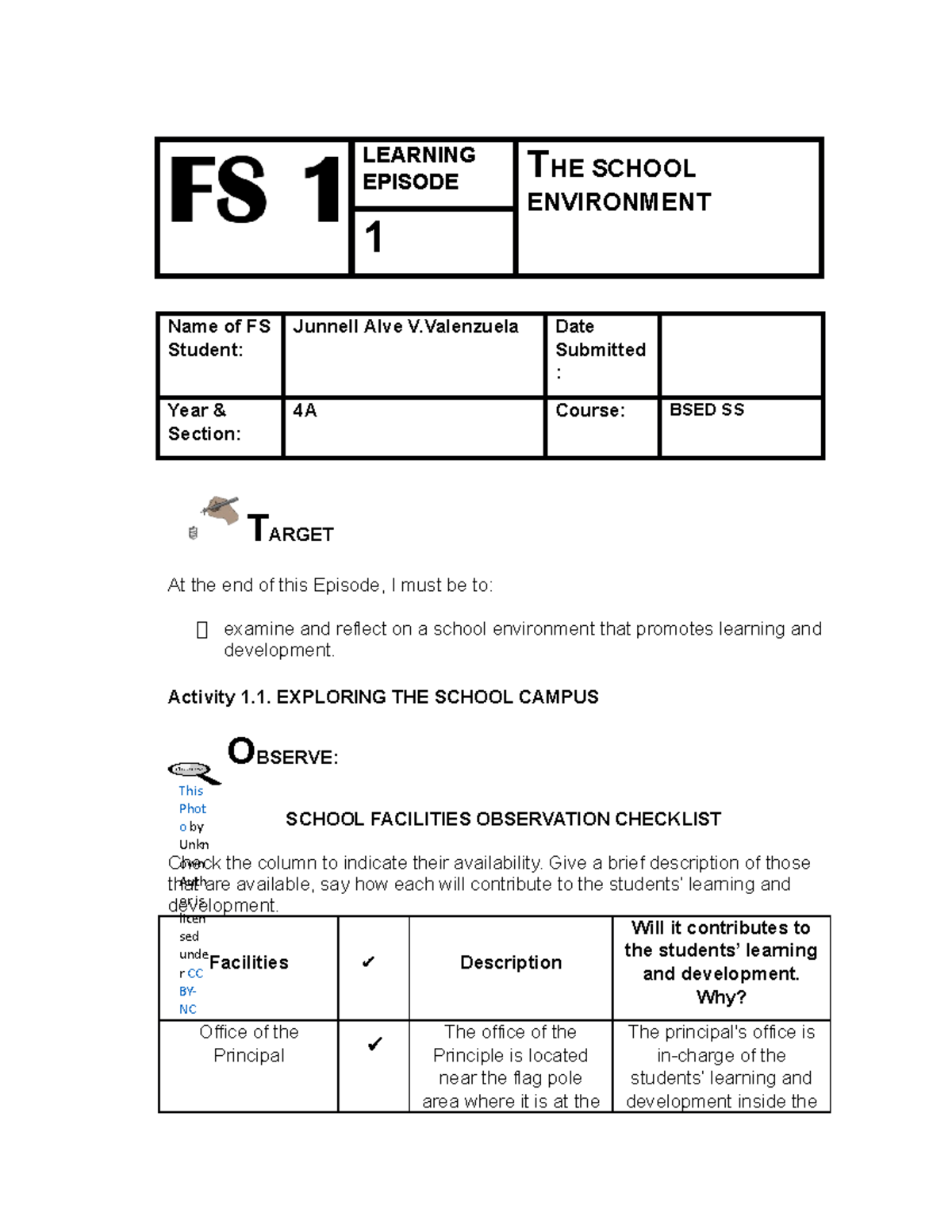 Episode-1 FS1 Valenzuela - LEARNING EPISODE THE SCHOOL ENVIRONMENT 1 ...