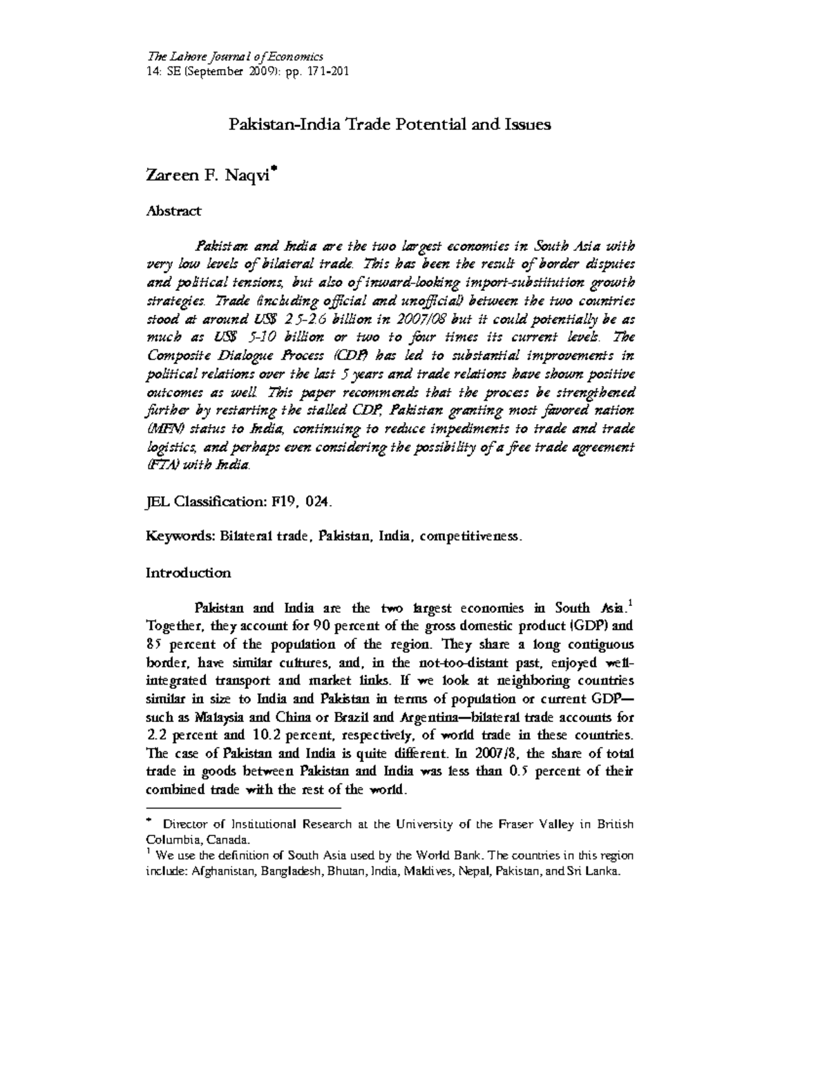 9 Zareen Naqvi 1 - awareness on MFN issues between Pakistan and India ...