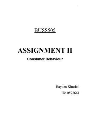 Organisational behaviour assessment - BUSS505-Consumer-and ...