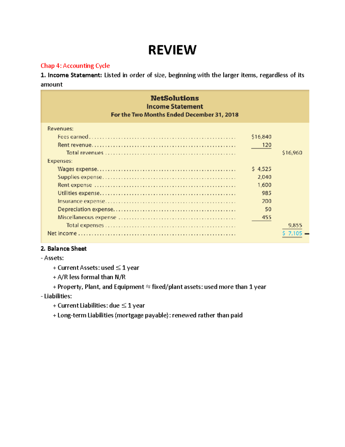 Review Chap 4 6 - dfdfdfdfdfdf - REVIEW Chap 4: Accounting Cycle Income ...