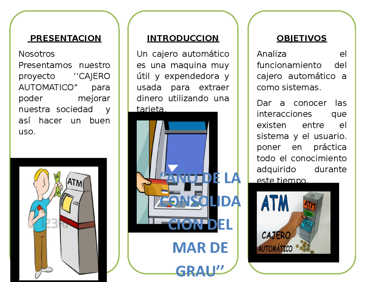Cajero automatico - ejemplo - z OBJETIVOS Analiza el funcionamiento del ...