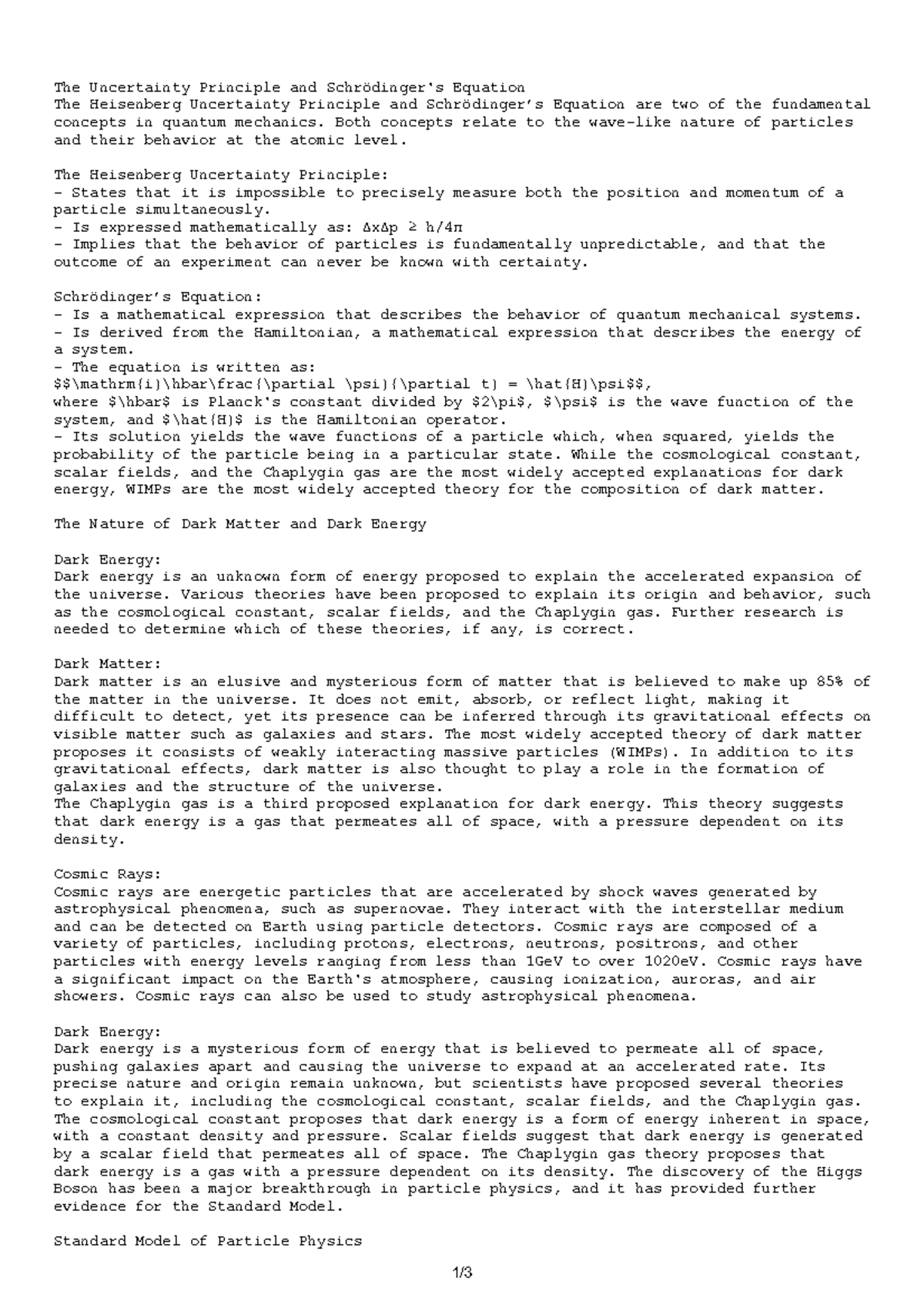 Physics 2 - Lecture Notes - The Uncertainty Principle and Schrödinger's ...