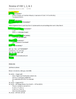 Exam 2 Equations and Thermodynamic Data - BMEN 3360 - Studocu