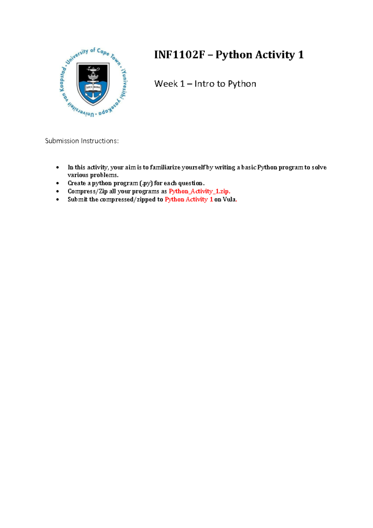 Python Activity 1 - Create a python program (.py) for each question. Compress/Zip all your ...