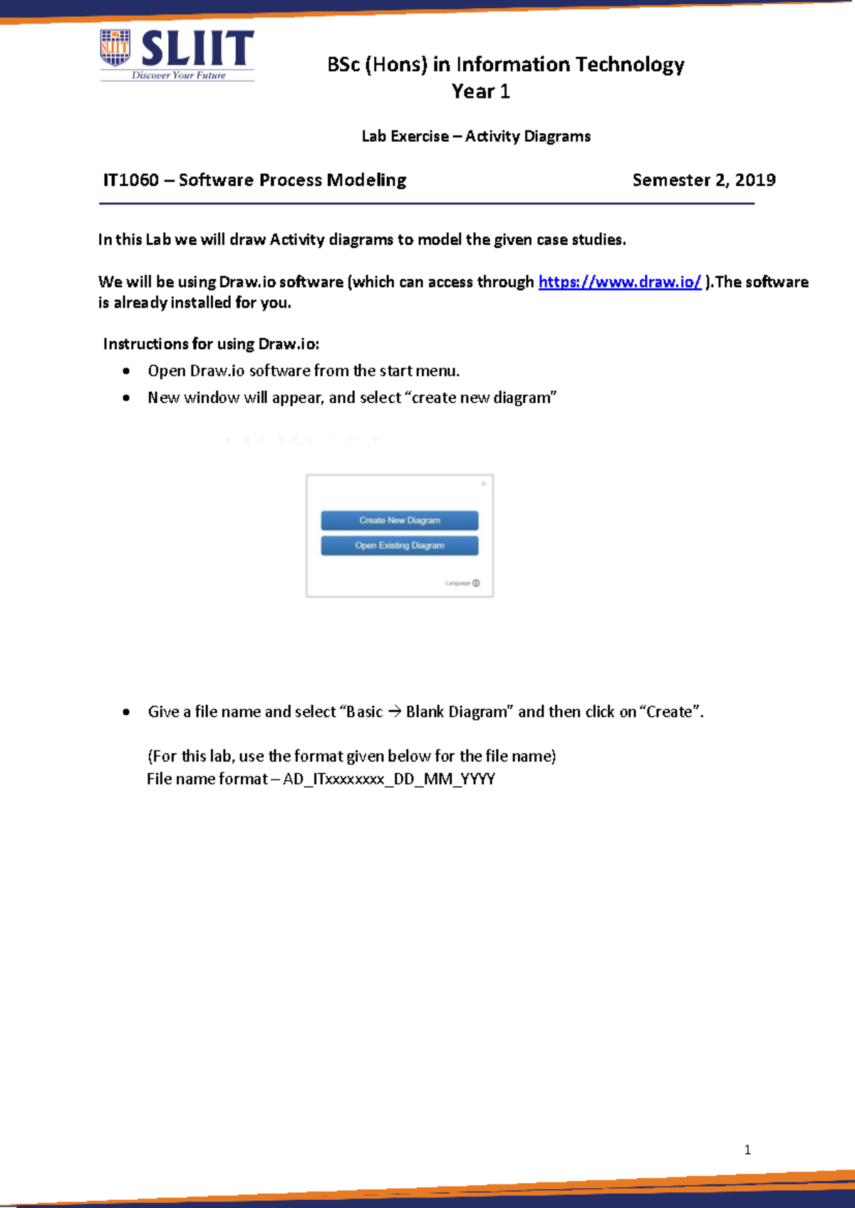 SPM ADLabsheet Student Version - Year 1 Lab Exercise – Activity Diagrams IT1060 – Software ...
