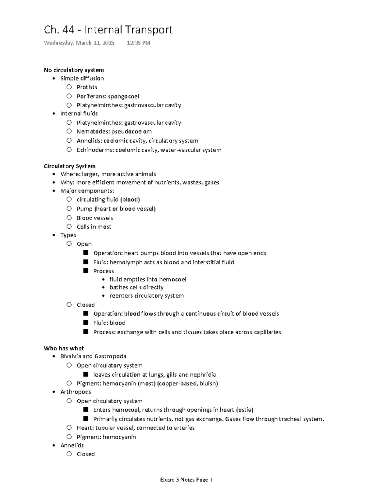 Ch. 44 - Internal Transport - Ch. 44 - Internal Transport Wednesday ...