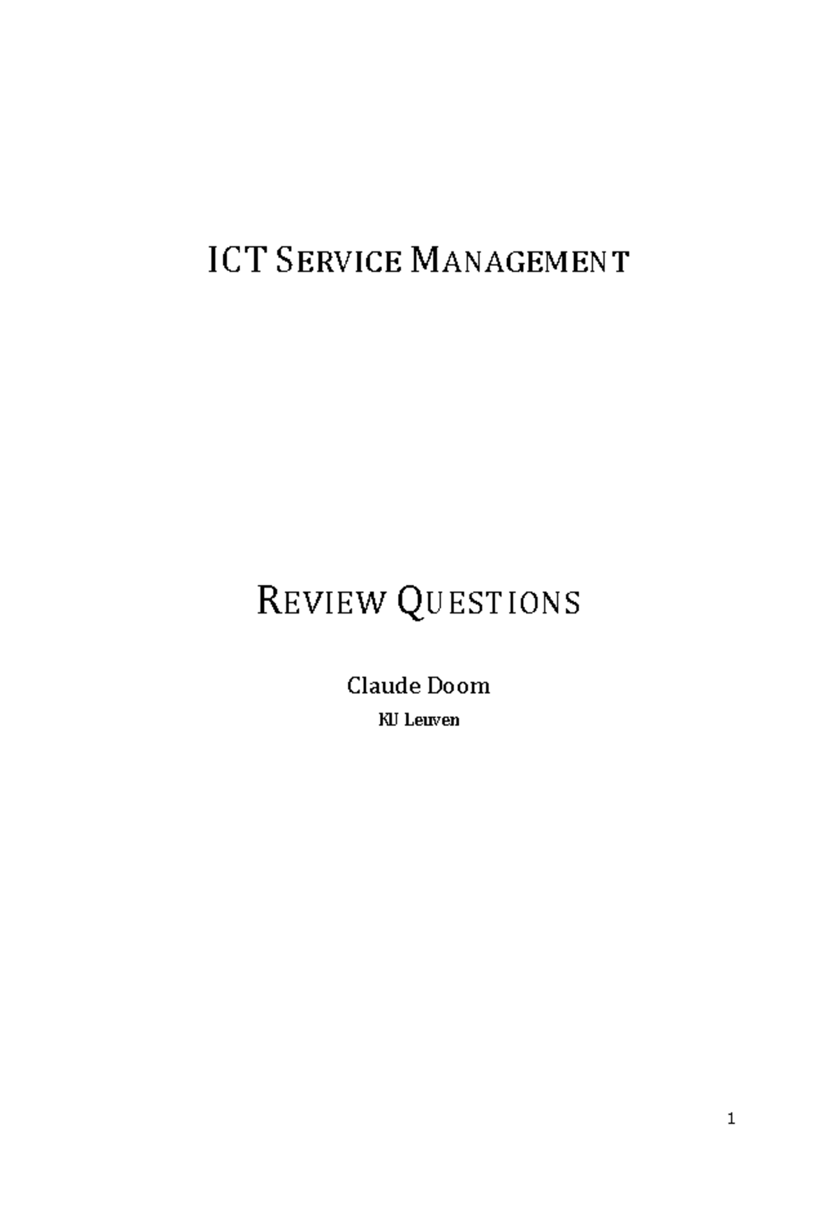 ICTService Management Review Questions - ICT SERVICE MANAGEMENT REVIEW ...