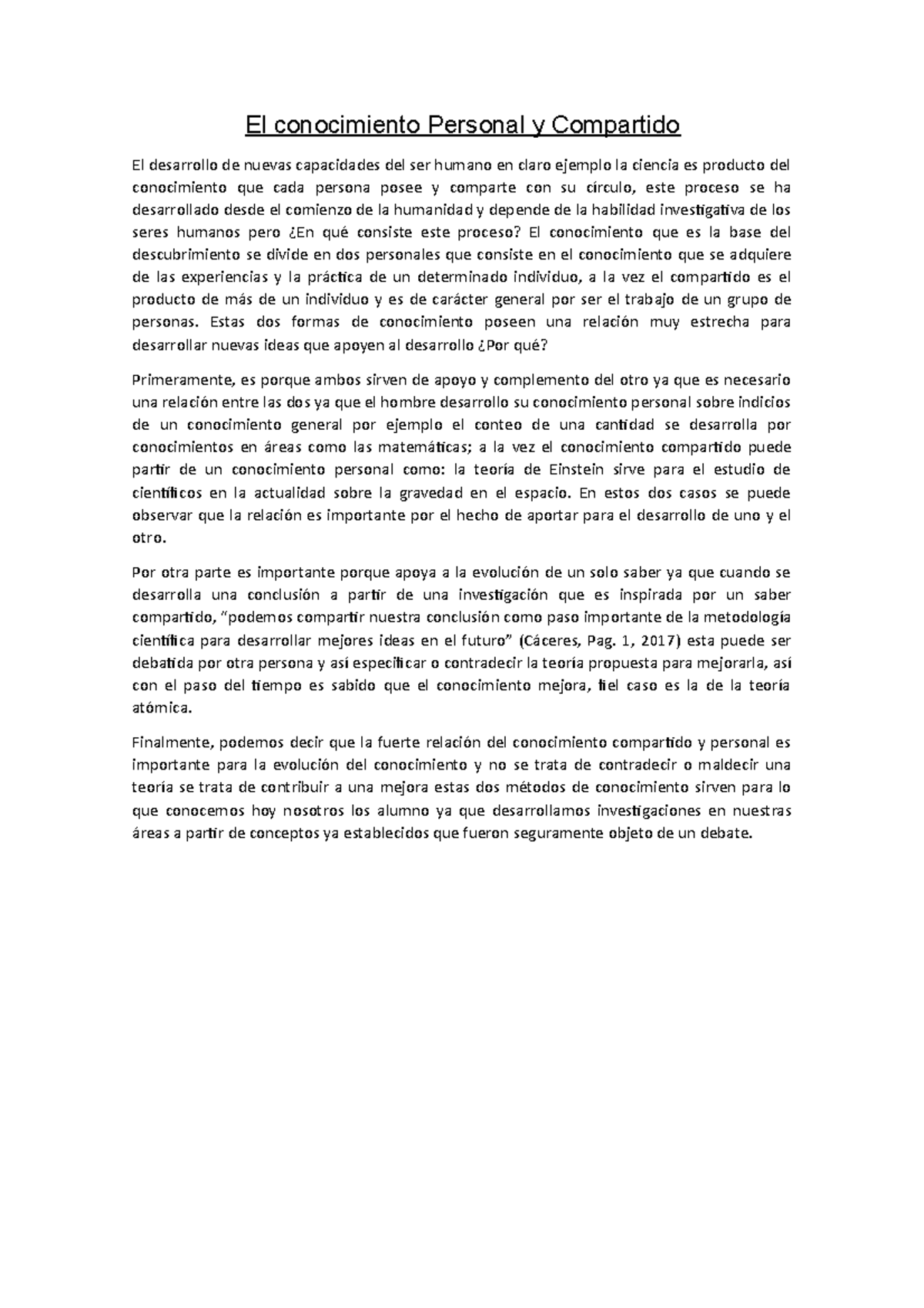El conocimiento Personal y Compartido - Estas dos formas de ...