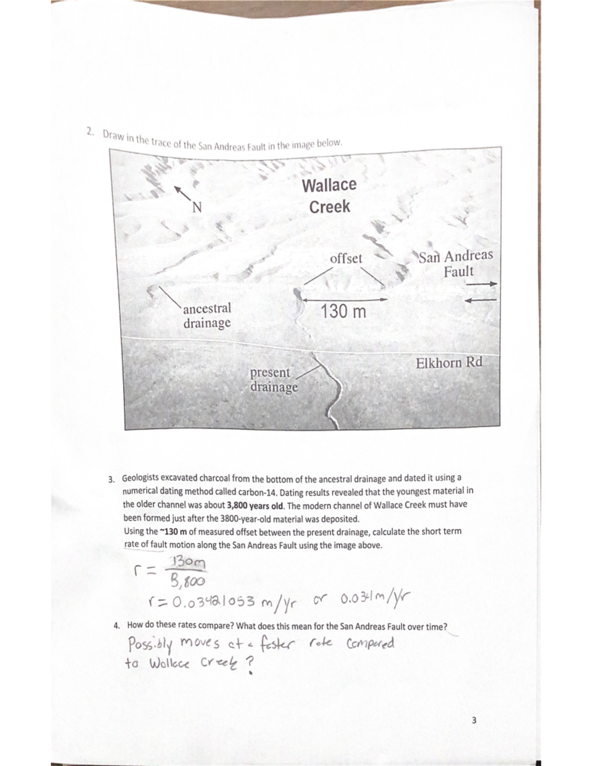 Earthquake notes part 3 - 2. Draw inthetrace of the San Andreas Fault ...