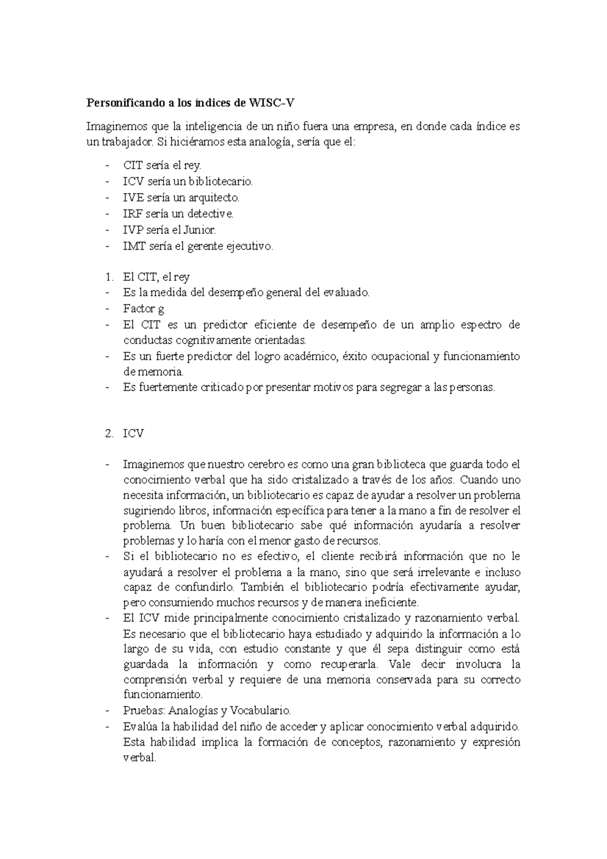 Analisis WISC V curso - wisc capacitación - Personificando a los ...