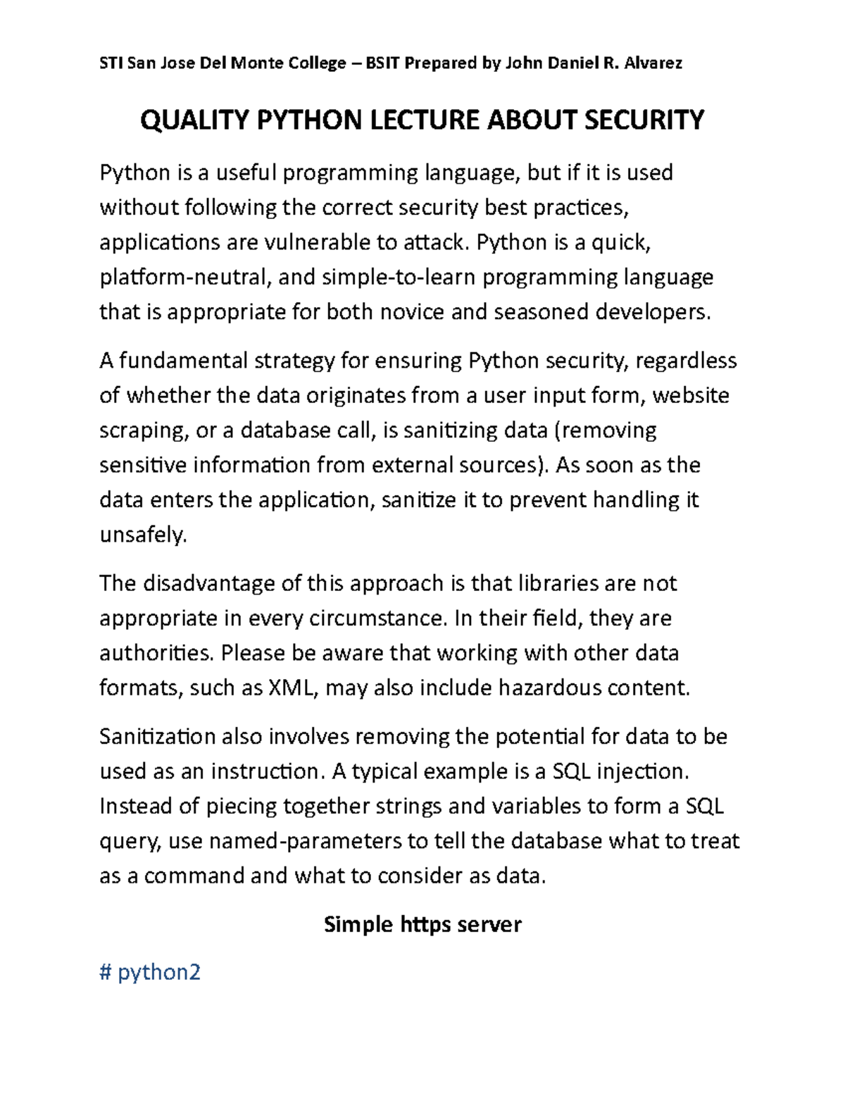 Quality Python Lecture About Security Quality Python Lecture About 4256