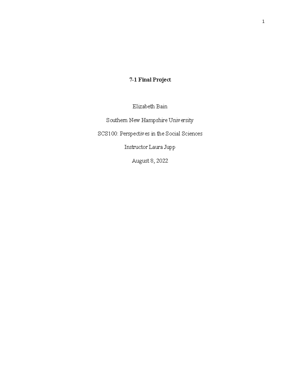 7-1 Final Project - n/a - 7-1 Final Project Elizabeth Bain Southern New ...