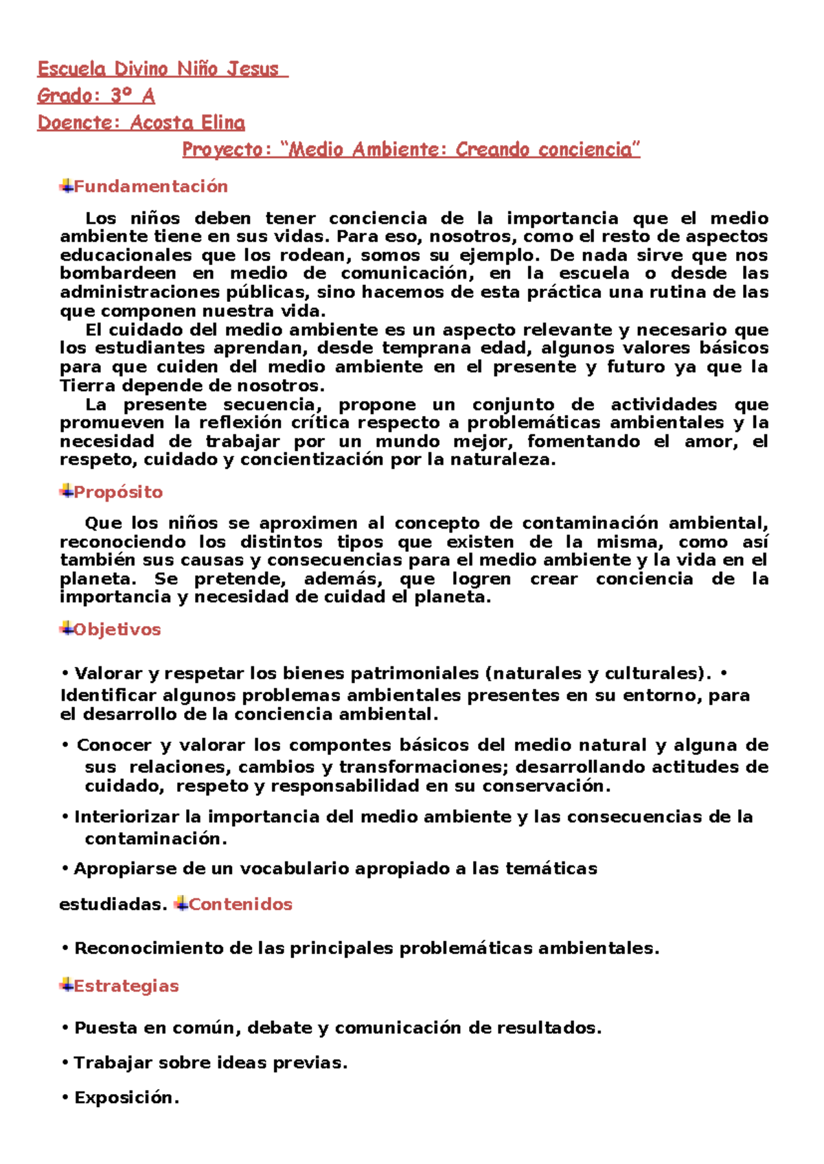 Medio ambiente - para trabajar en tercer grado - Escuela Divino Niño ...