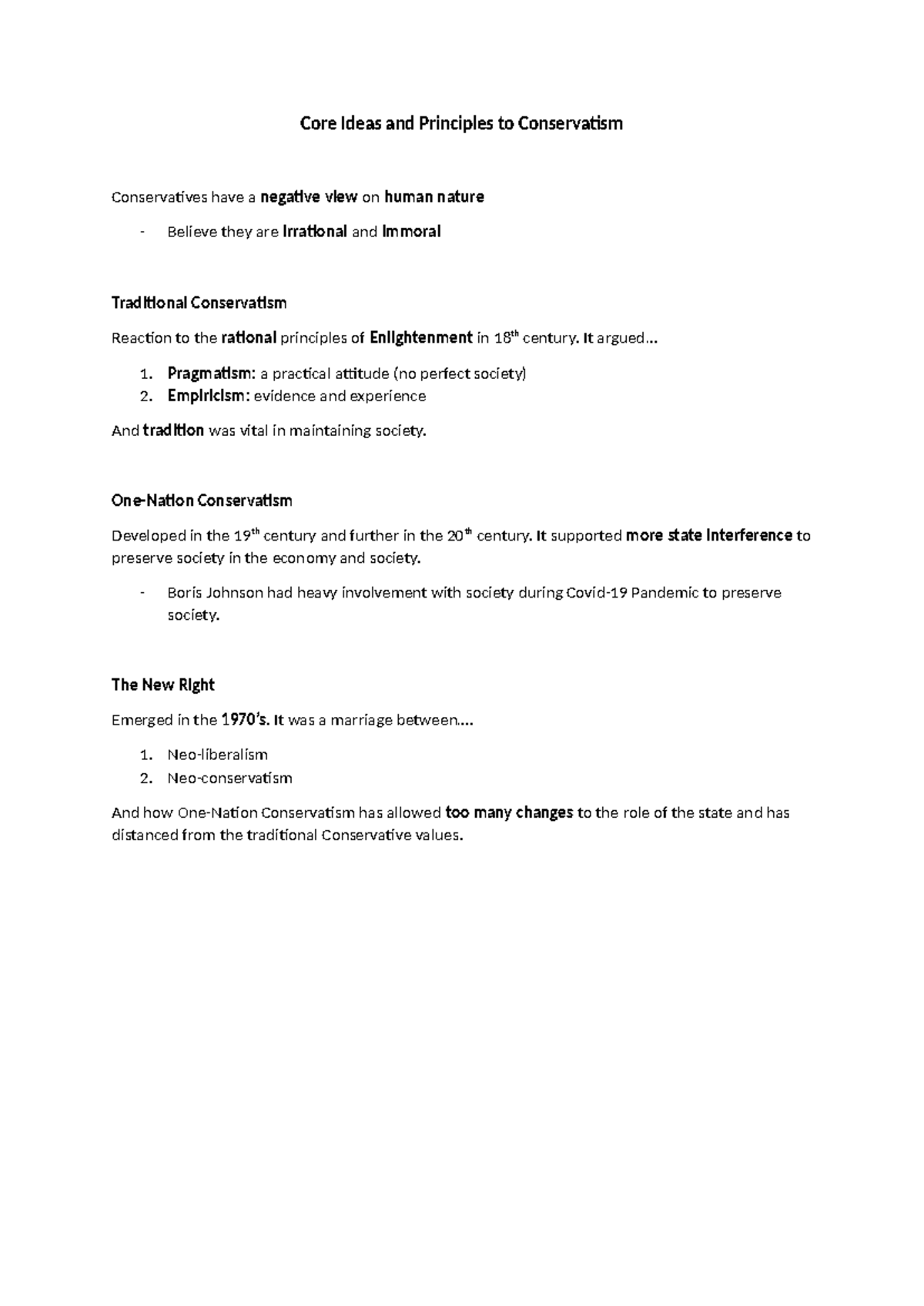 Core Ideas and Principles to Conservatism - Core Ideas and Principles ...