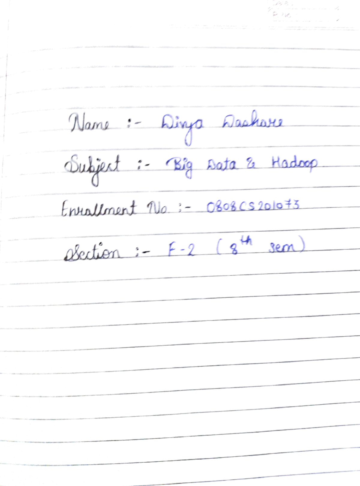 Divya Dashore BDH Assignment - Computer Science - Studocu