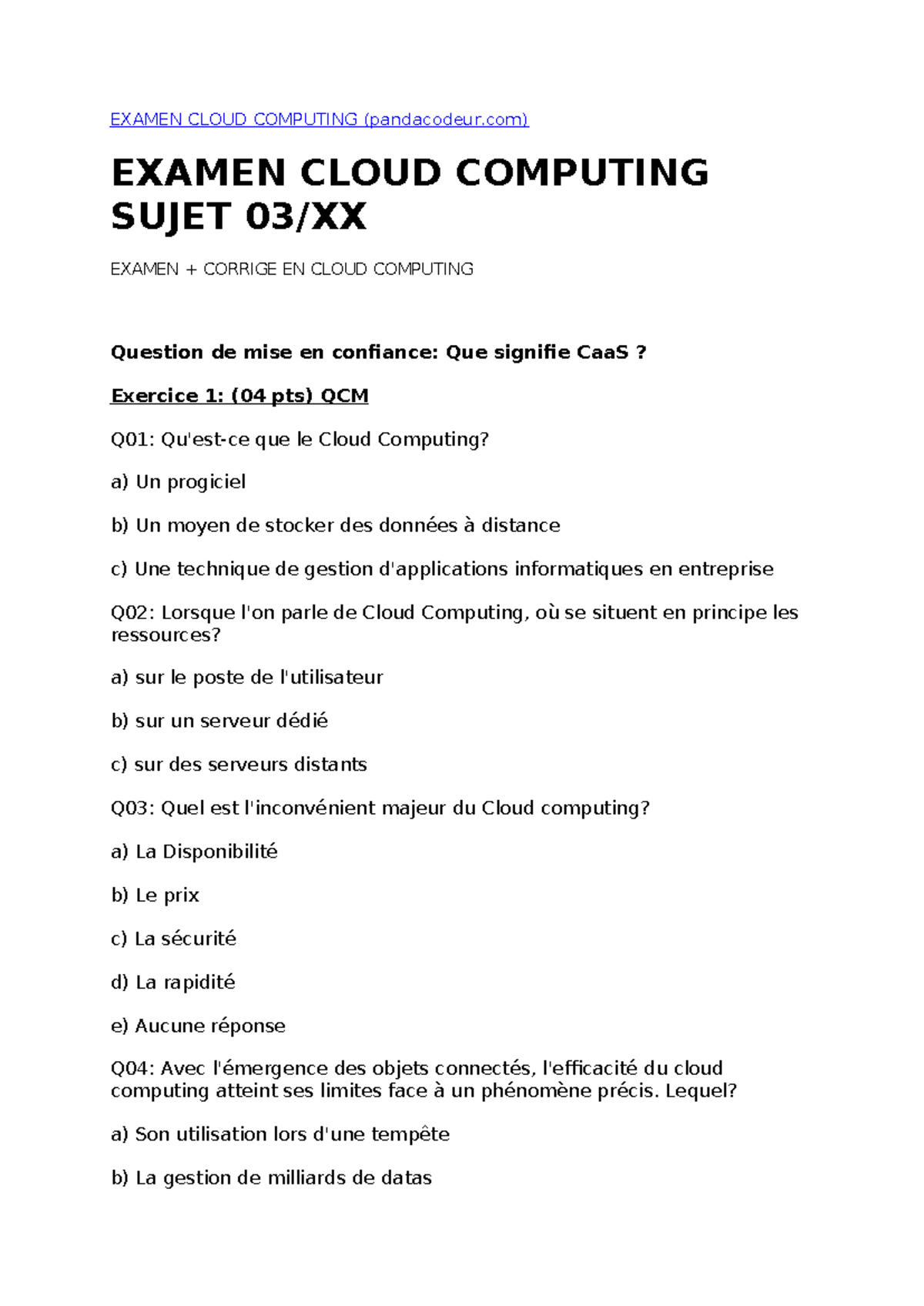 Examen Cloud Computing Sujet 03 - EXAMEN CLOUD COMPUTING (pandacodeur) EXAMEN CLOUD COMPUTING ...