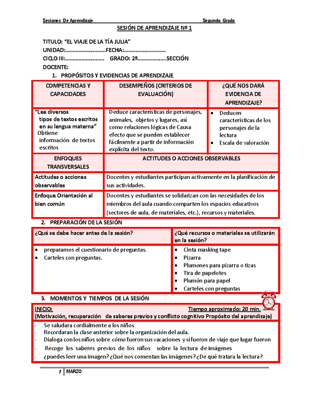 2° Sesion Segundo Grado - SESI”N DE APRENDIZAJE N∫ 1 TITULO: