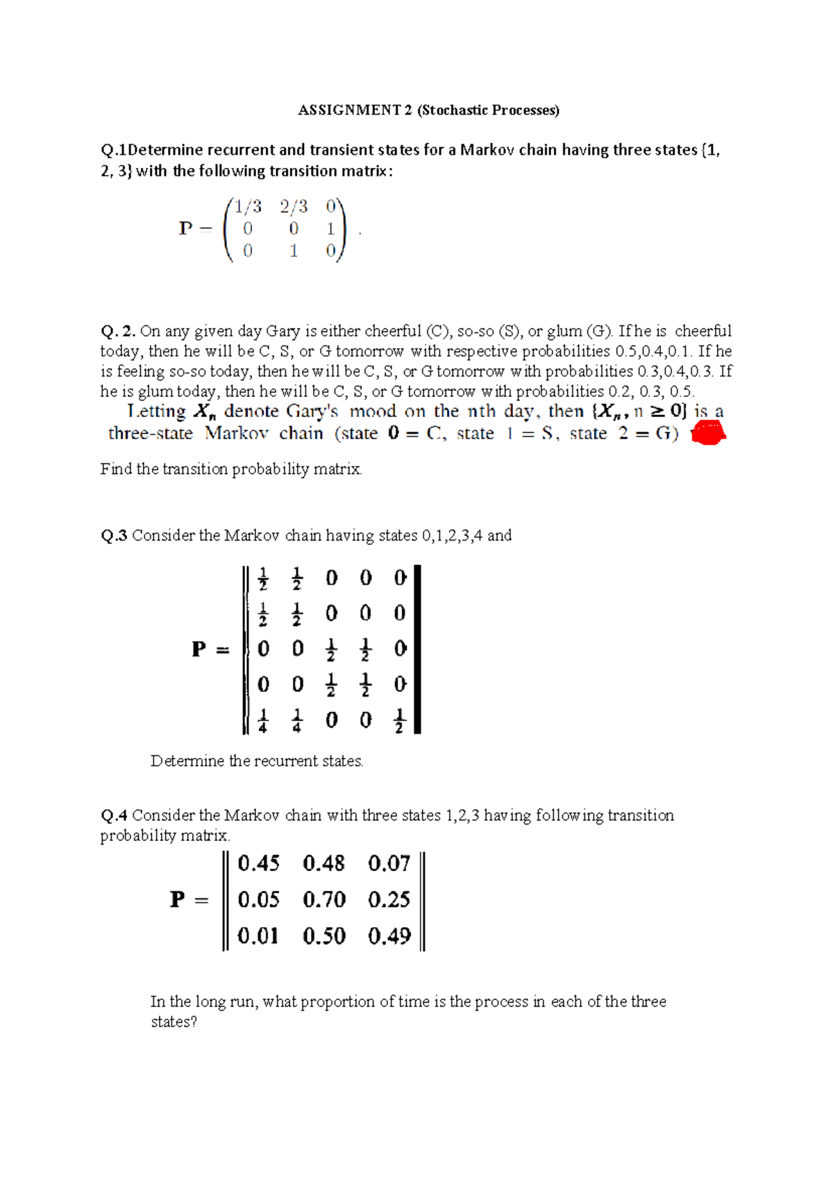 Assgn 2 STP 801S - Find solutions to the questions - ASSIGNMENT 2 (Stochastic Processes) Q ...