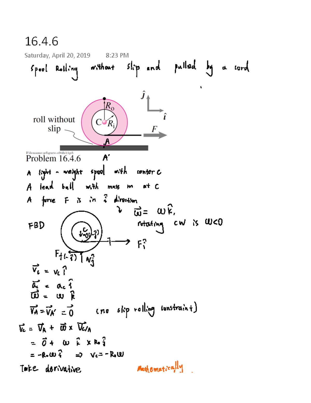 16 - HW Solutions from MAE 2030 taught by Professor Andy Ruina during ...