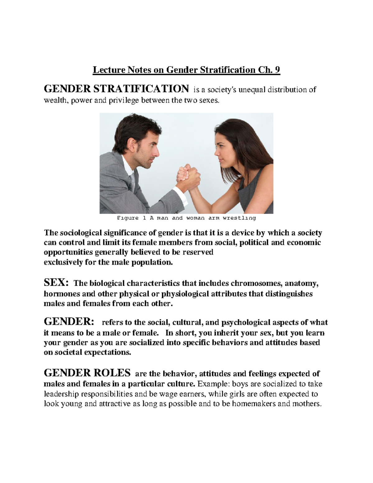 9,10,12-combined - yaya - Lecture Notes on Gender Stratification Ch. 9 ...