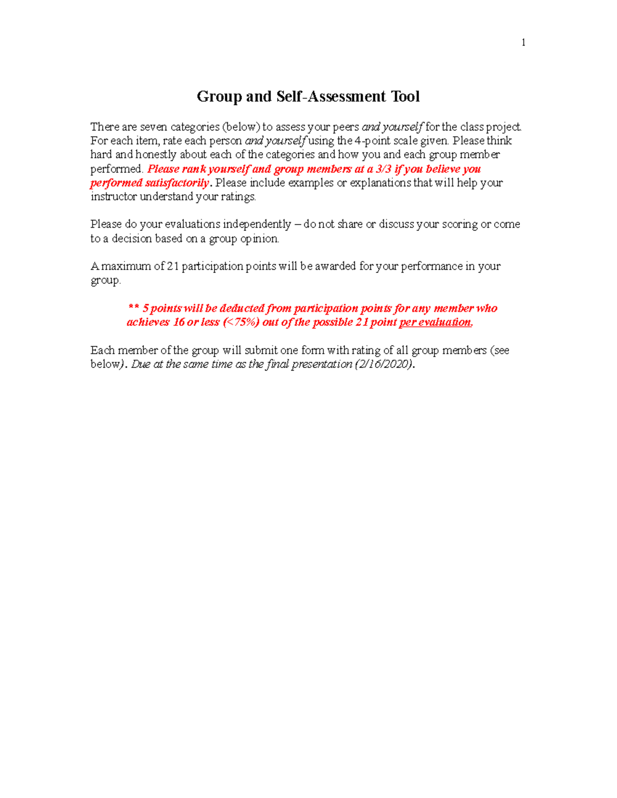 Group and Self Assessment Tool Final 7 10 2021 FINAL AND PRESENTATION ...