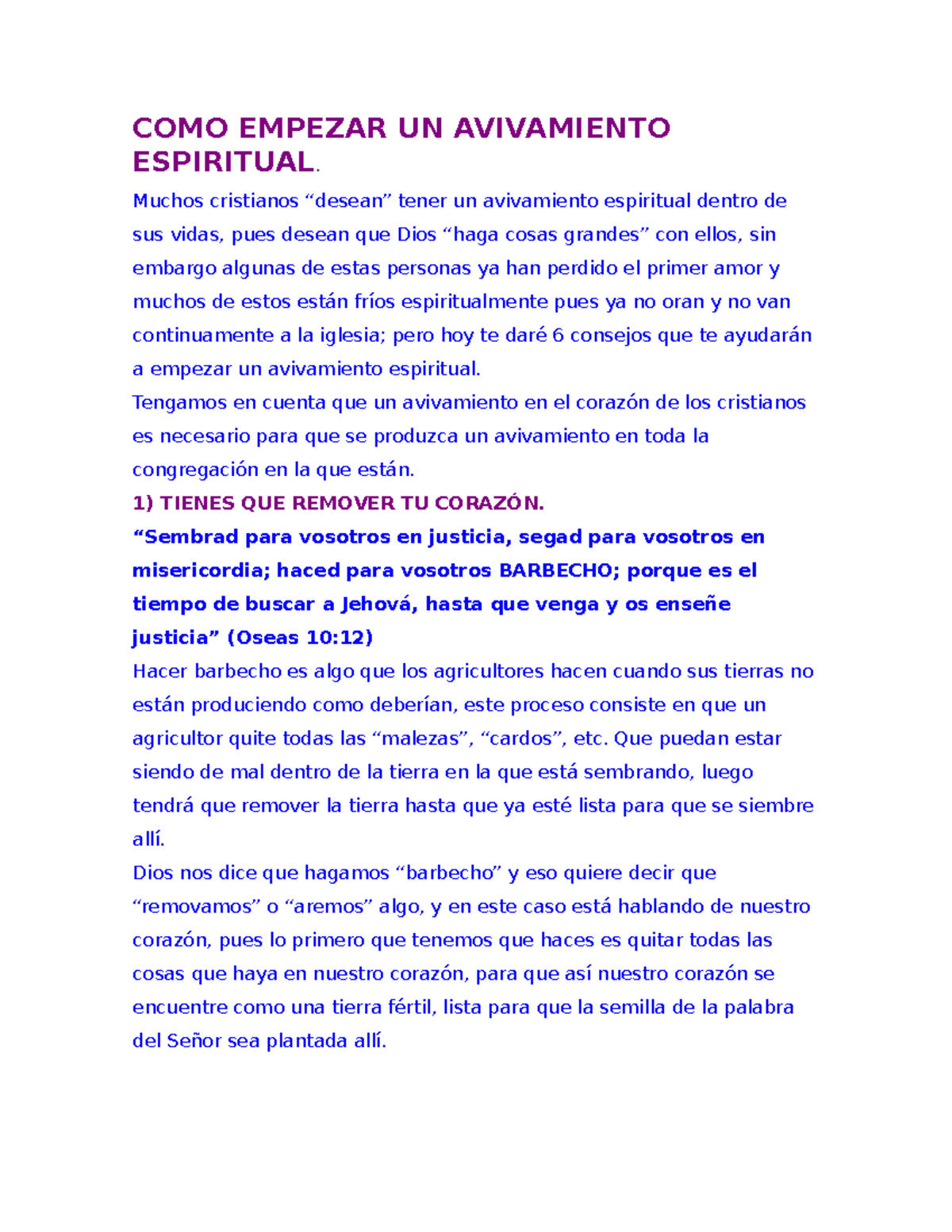 COMO Empezar UN Avivamiento Espiritual - COMO EMPEZAR UN AVIVAMIENTO ...