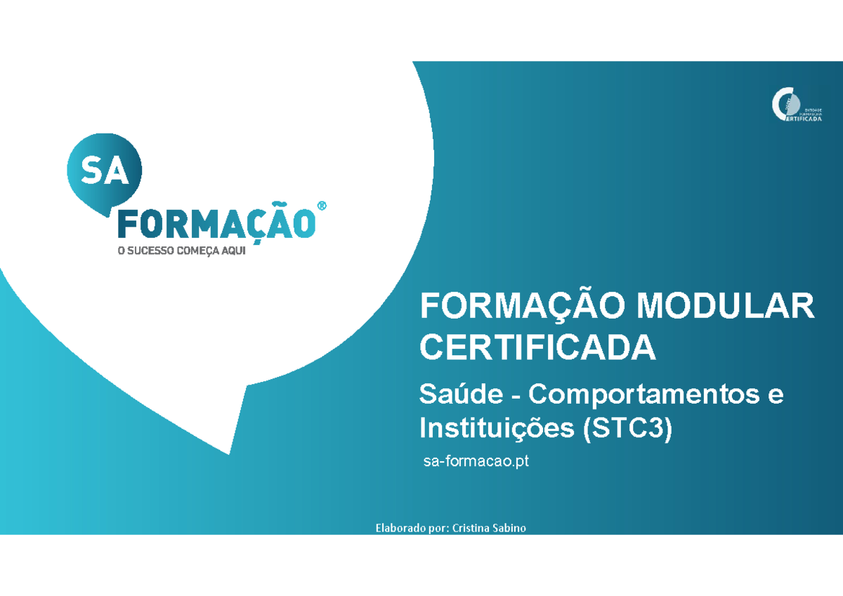 Apresentação Teorica Tema 1 - STC 3 - sa-formacao FORMAÇÃO MODULAR ...