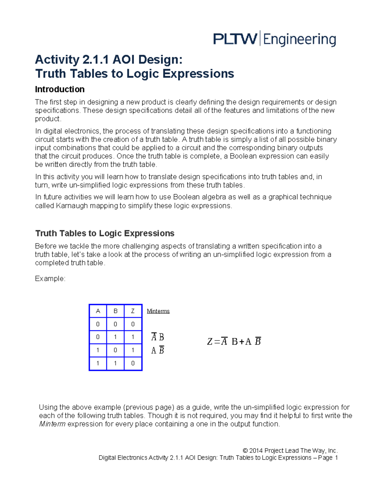 2.1.1 design tools logic invertor - Activity 2.1 AOI Design: Truth ...