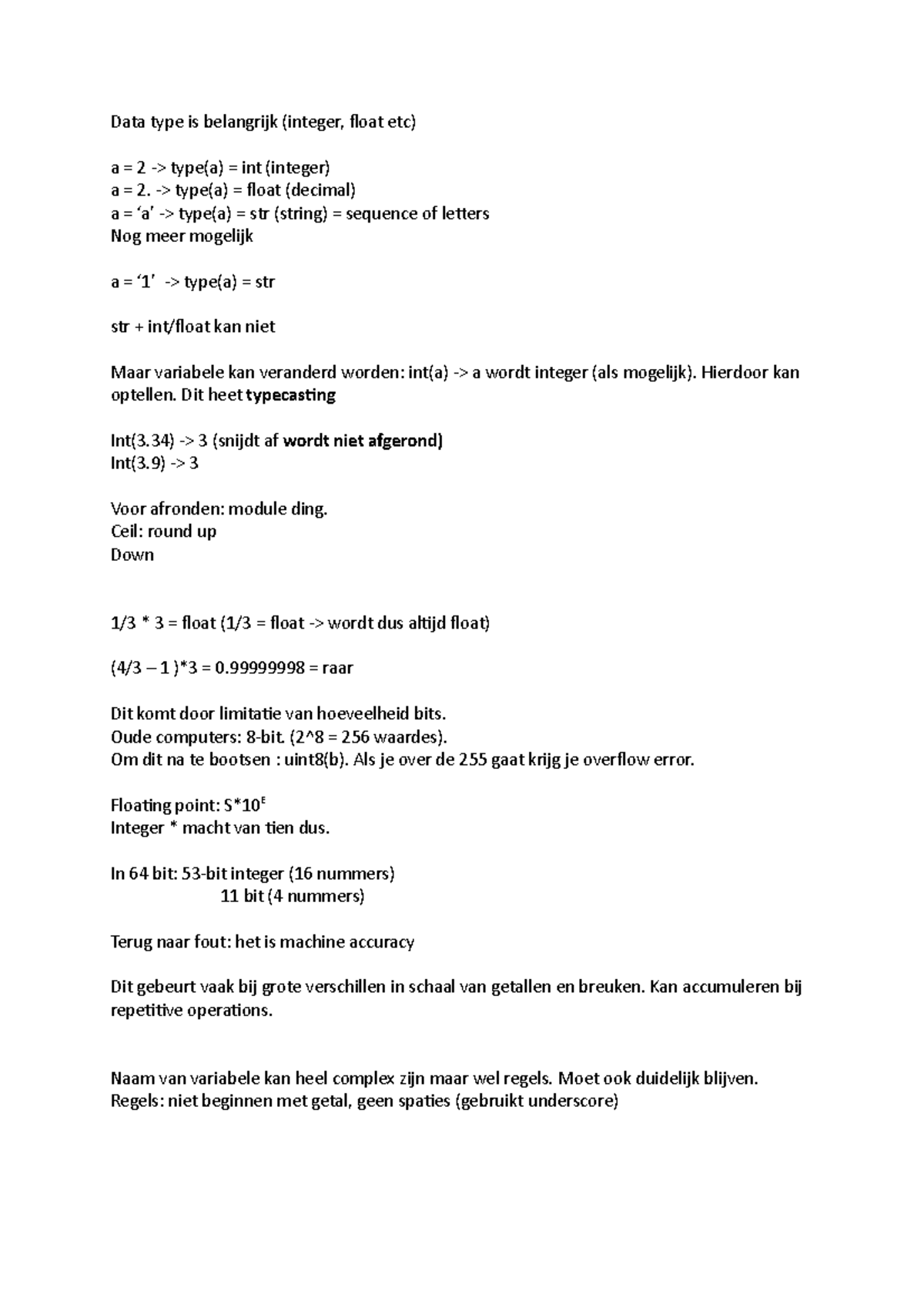Programmeren in Python LST 2021/2022 Hoorcollege 2 Aantekeningen - Data ...
