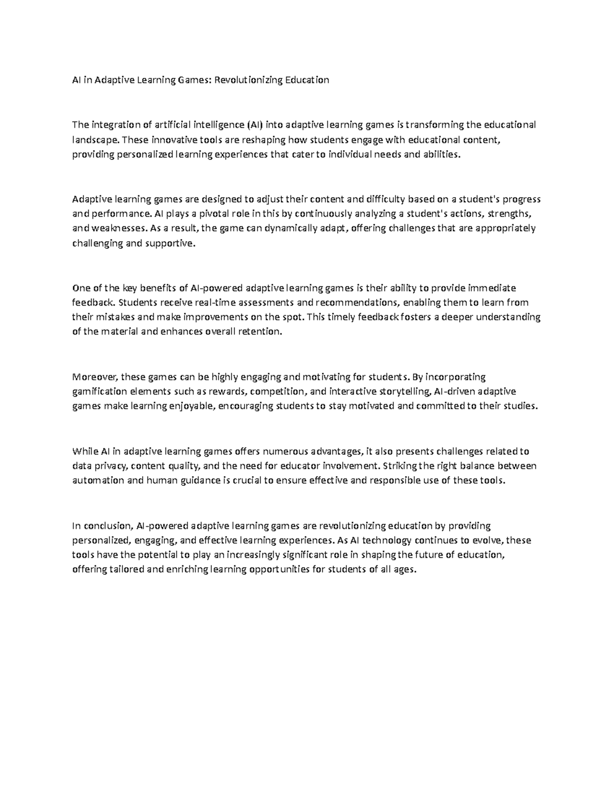 AI in Adaptive Learning Games - These innovative tools are reshaping ...