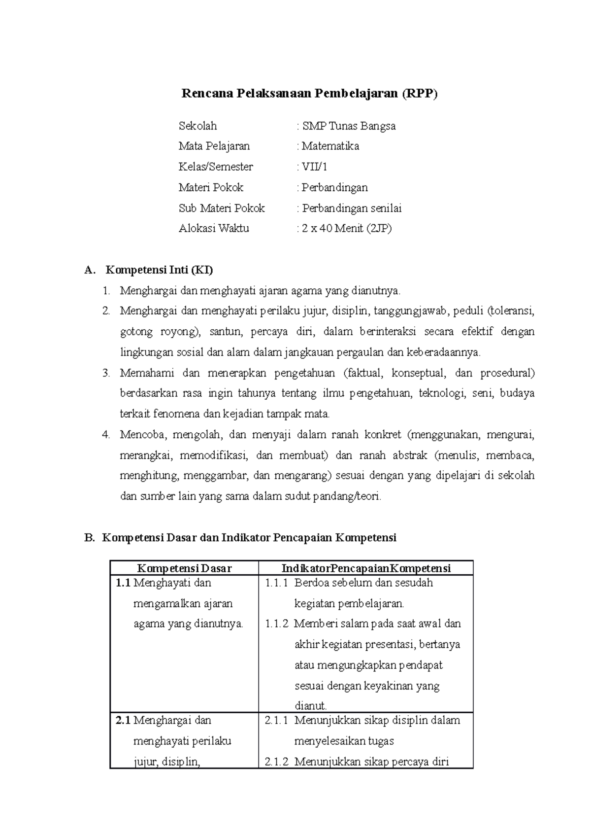 1. RPP - rpp - Rencana Pelaksanaan Pembelajaran (RPP) Sekolah : SMP ...