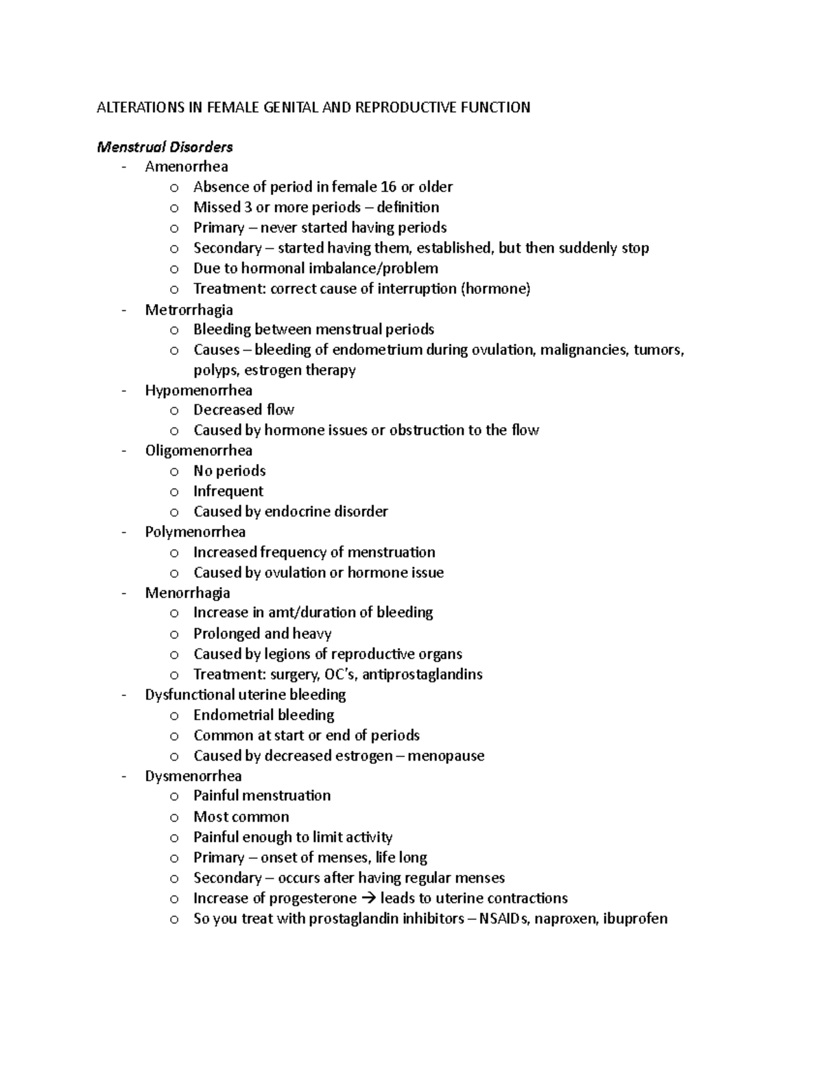 Alterations IN Female Genital AND Reproductive Function - ALTERATIONS ...