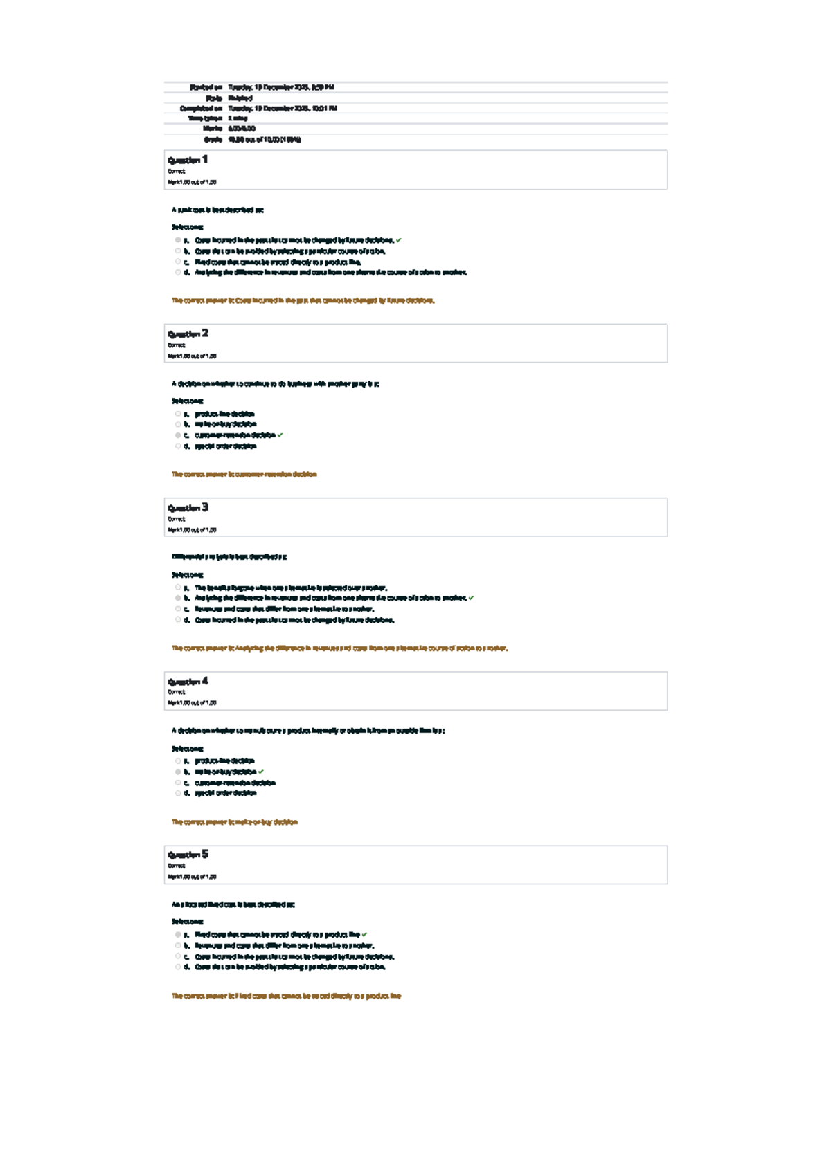 Self-Quiz Unit 5 Attempt review - Started on Tuesday, 19 December 2023 ...