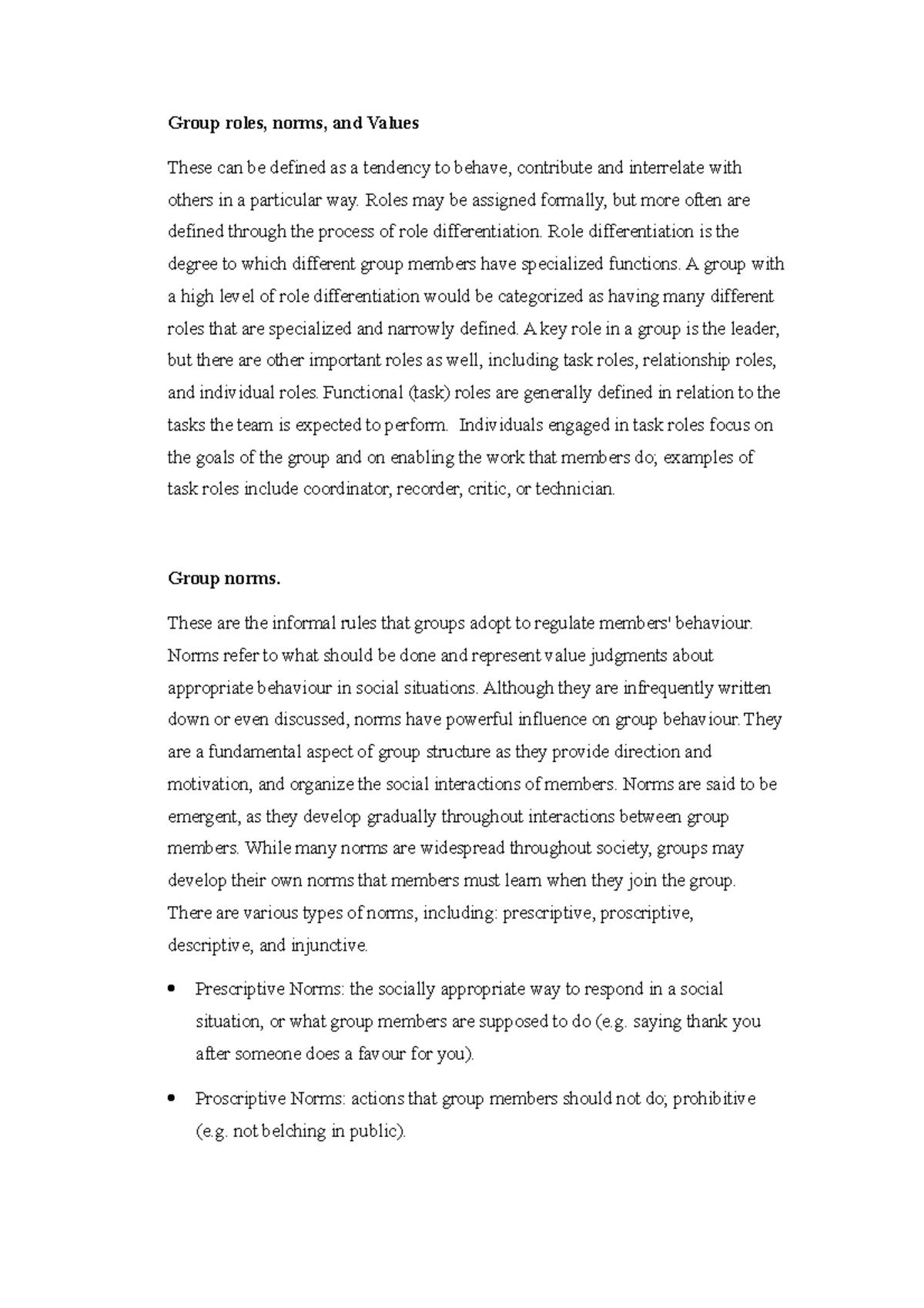 INTRODUCTION TO LEADERSHIP AND MANAGEMENT - Group roles, norms, and ...