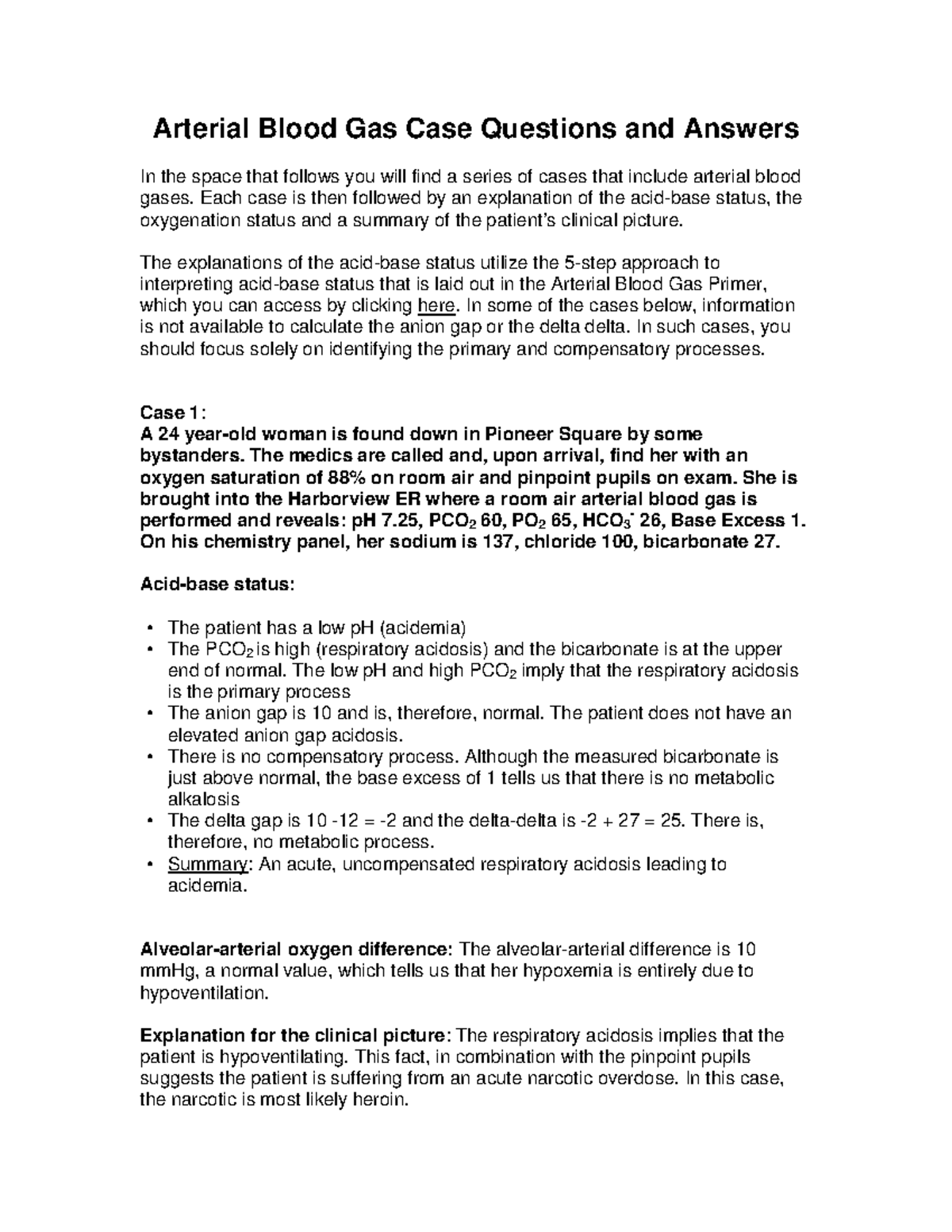 ABGCase Questions&Answers - Arterial Blood Gas Case Questions and ...