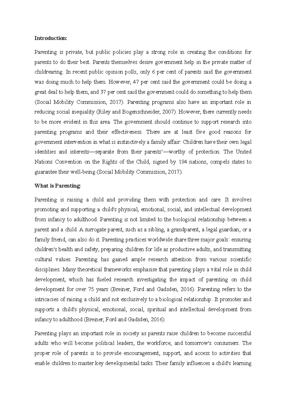What is Parenting Essay - Introduction: Parenting is private, but ...