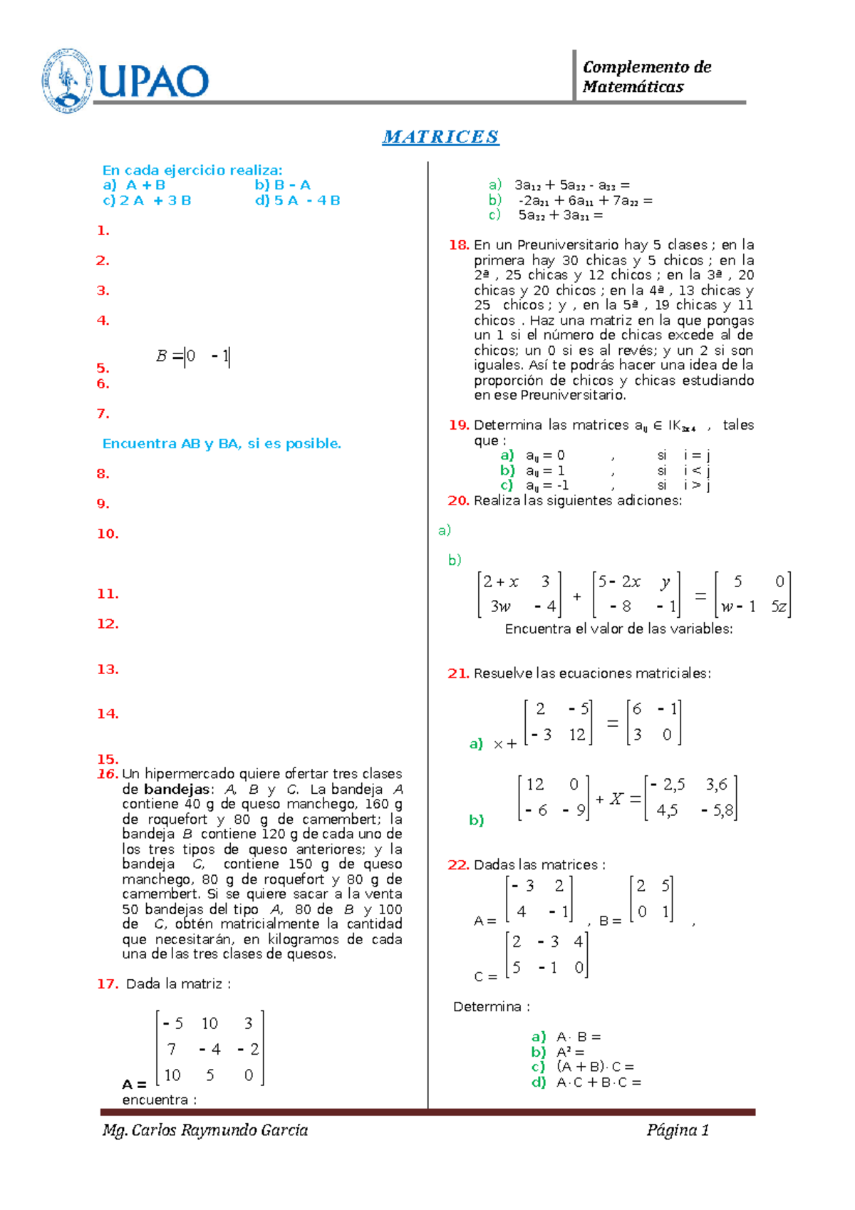 Semana 09 Matrices - documentos de complemento matemático - Complemento ...