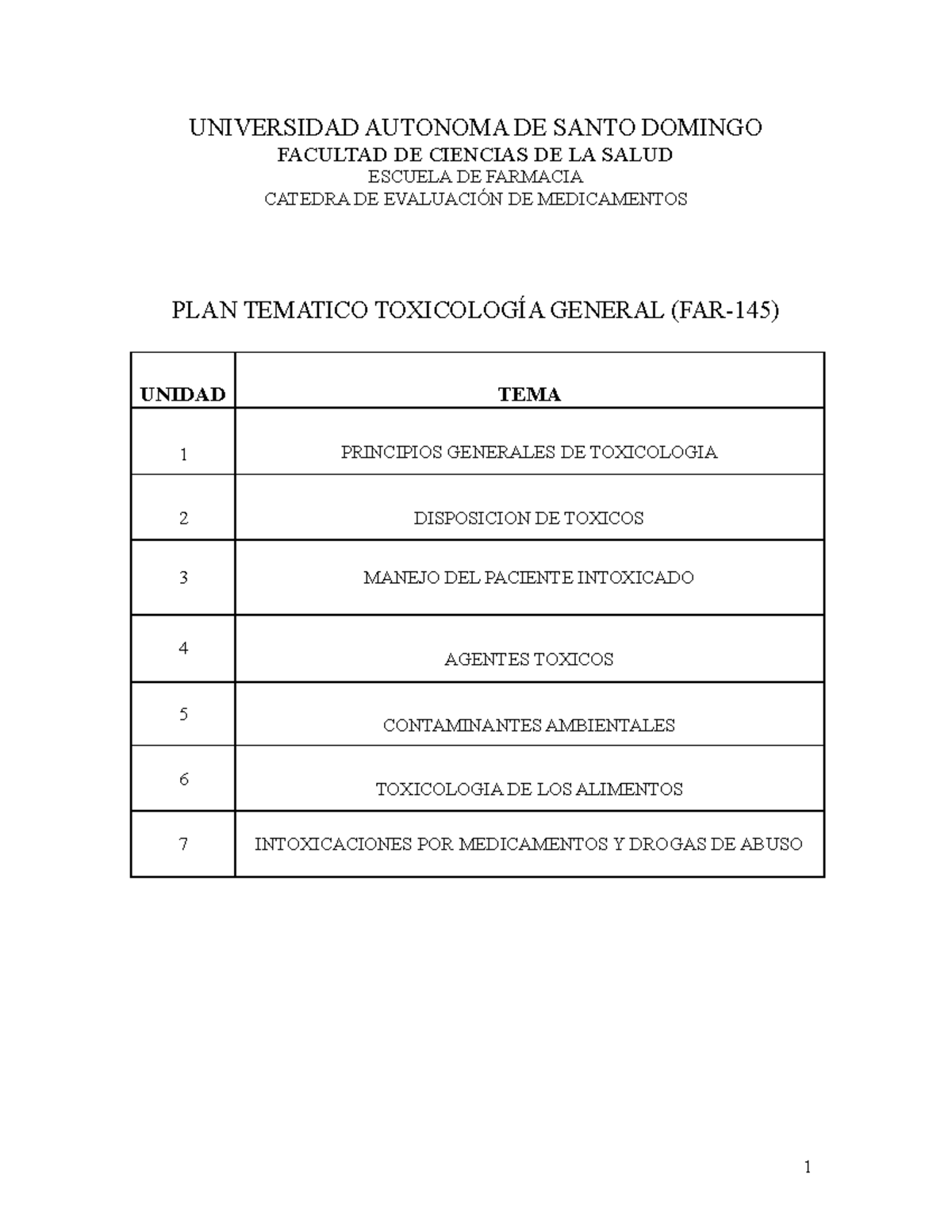 Programa FAR 145 1255 - UNIVERSIDAD AUTONOMA DE SANTO DOMINGO FACULTAD ...