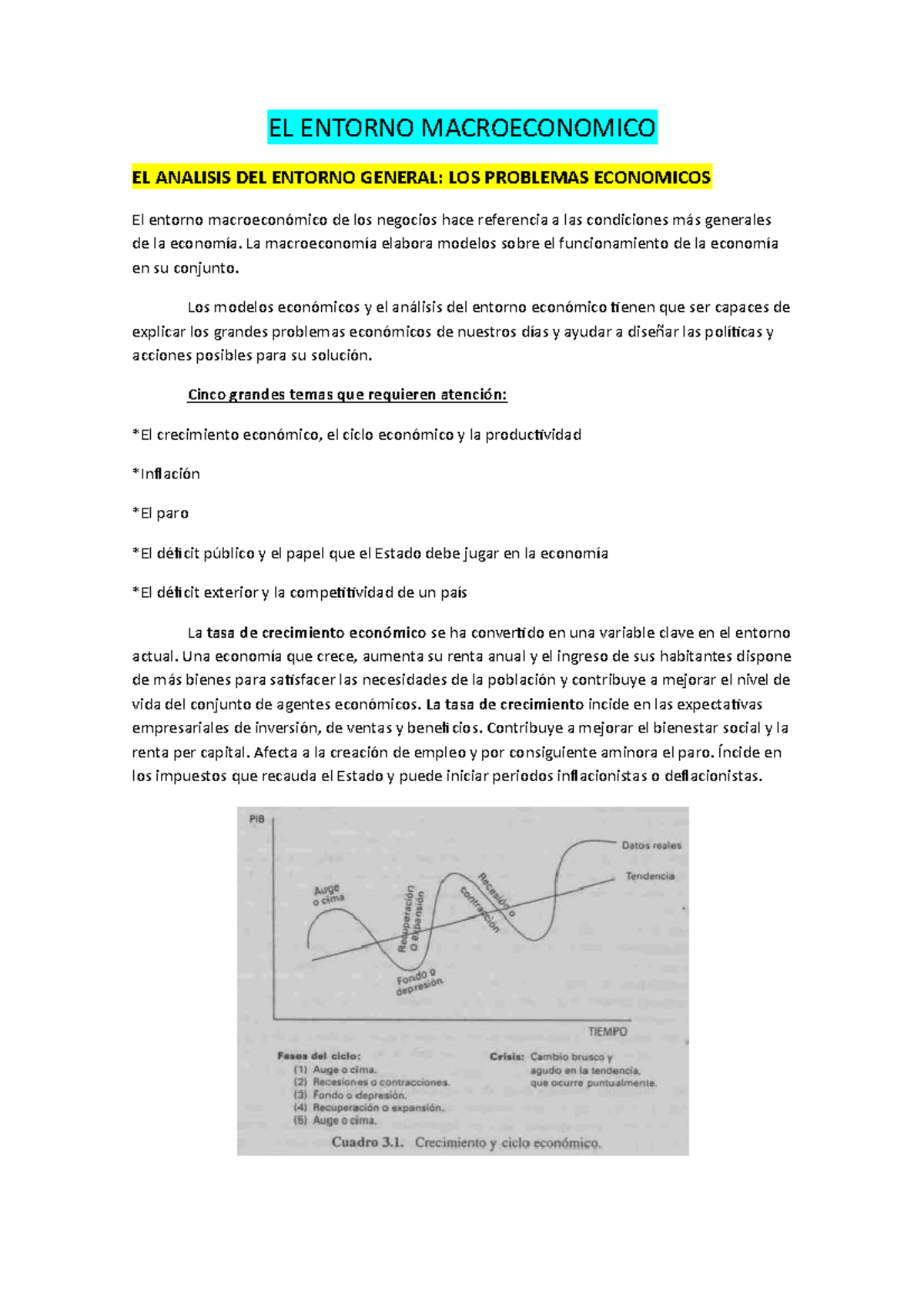 Entorno Macroeconómico - EL ENTORNO MACROECONOMICO EL ANALISIS DEL ENTORNO GENERAL: LOS ...