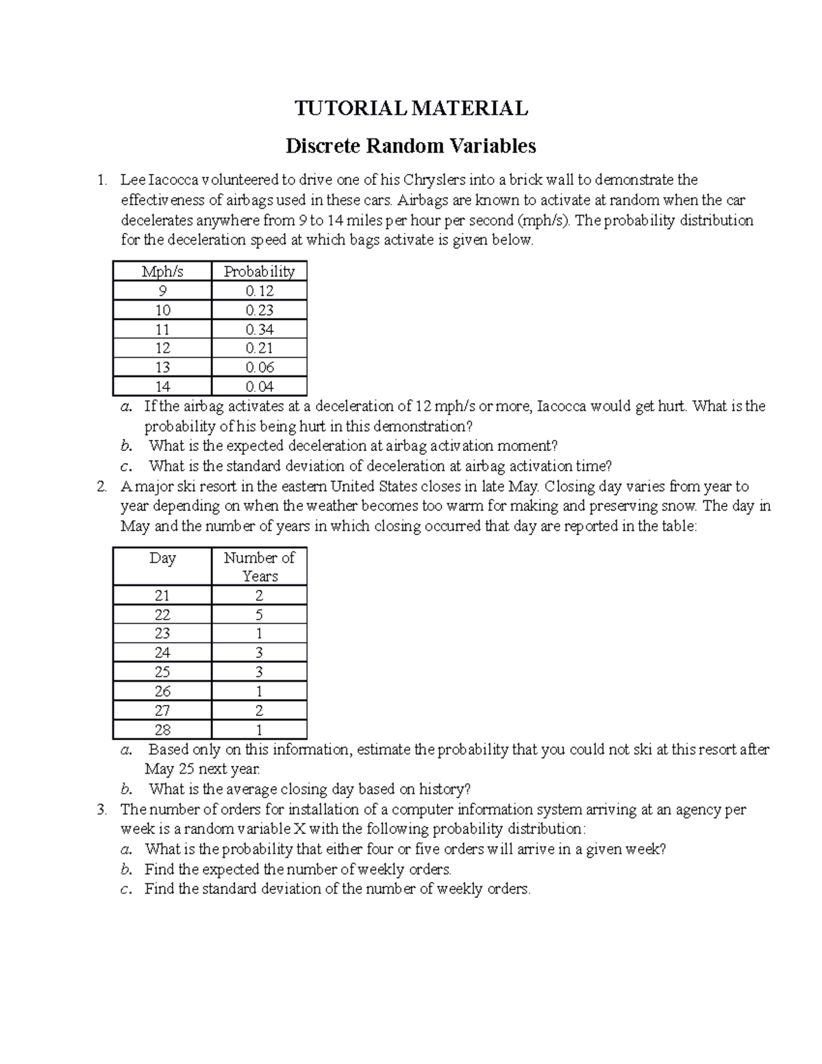 Chap 6 exercises - review final - TUTORIAL MATERIAL Discrete Random ...